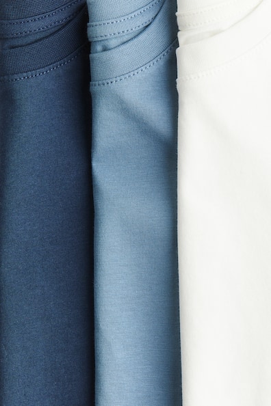 White/blue/navy blue 3-pack Long-sleeved T-shirts for kids | H&M US
