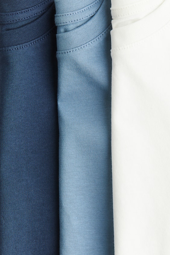 White/blue/navy blue 3-pack Long-sleeved T-shirts for kids | H&M CA