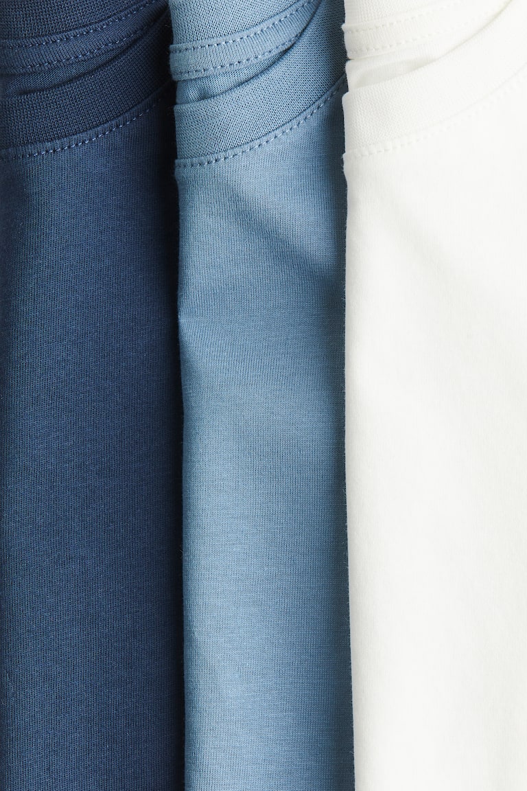 White/blue/navy blue 3-pack Long-sleeved T-shirts for kids | H&M US