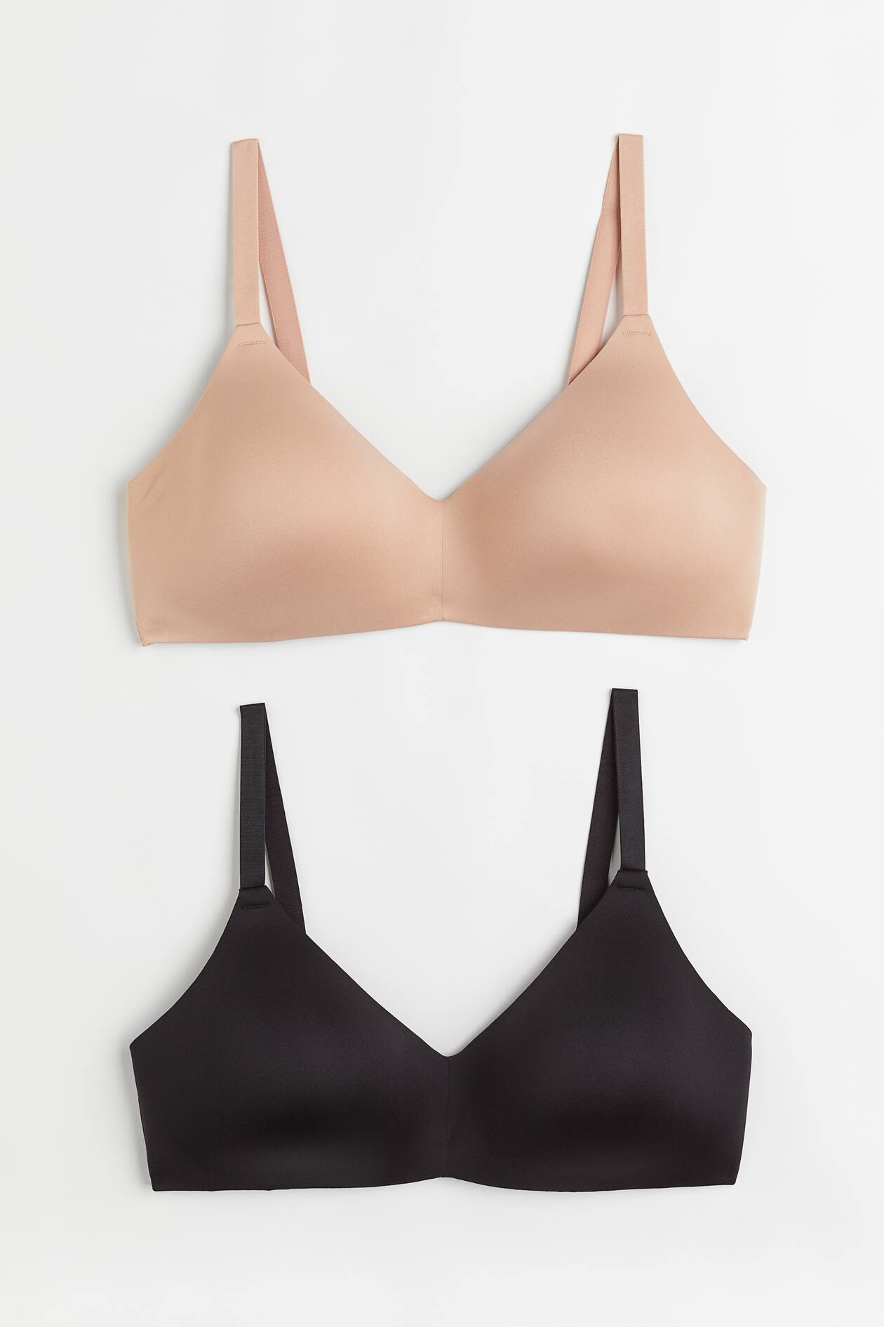 Women's Light beige/Black H&M+ 2-pack non-wired bras | H&M GB