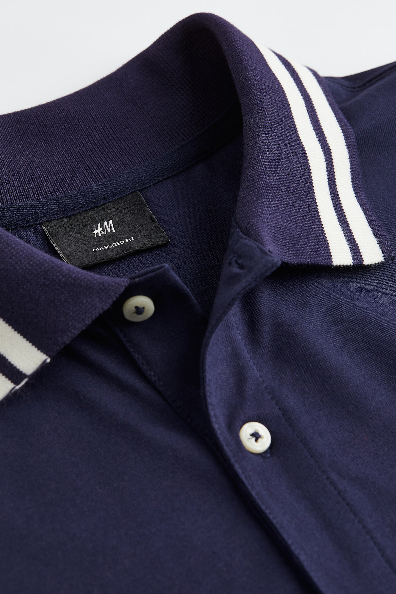Oversized Fit Polo shirt - Dark blue/Boring Pals - Men | H&M IN