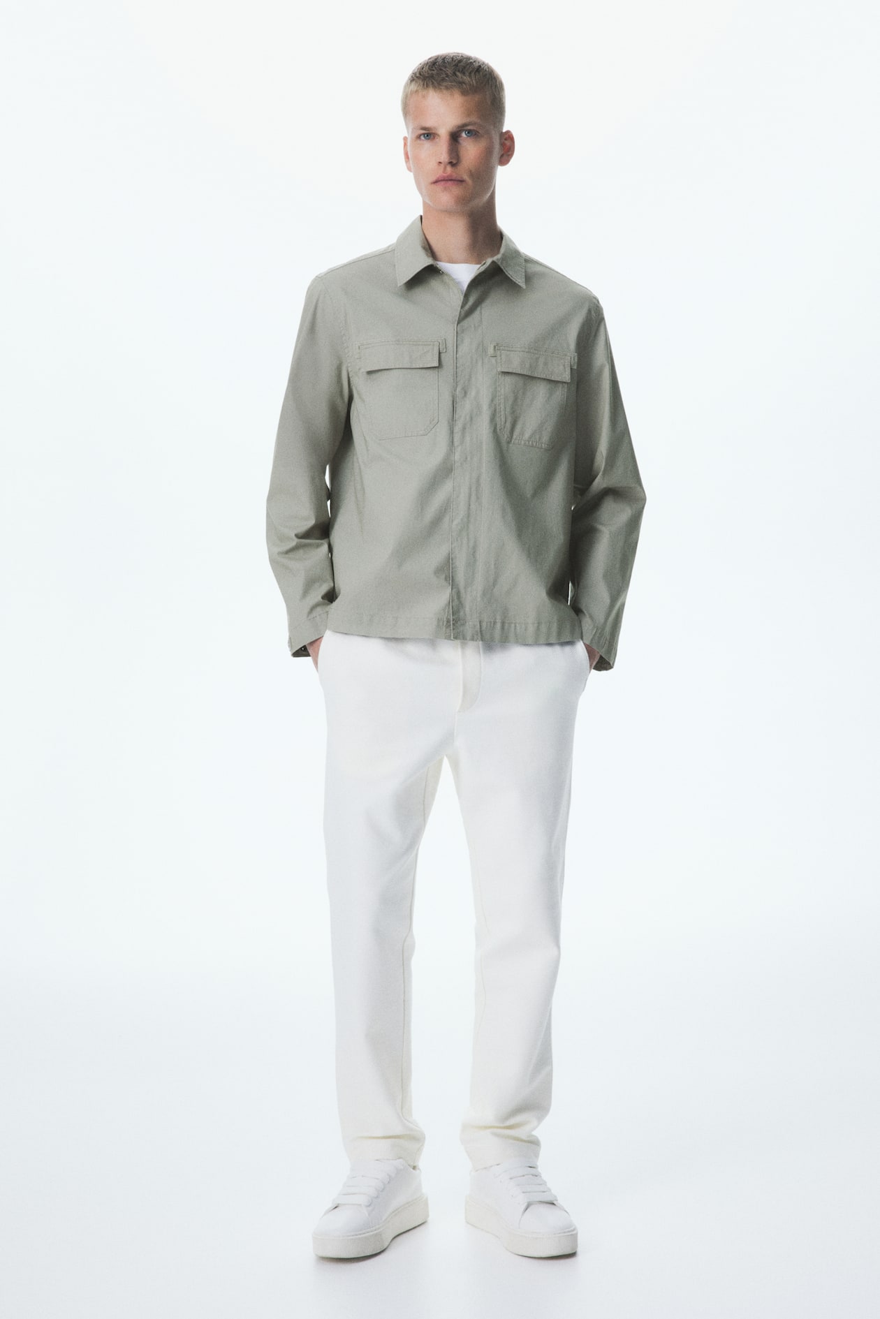 Regular-Fit Utility Overshirt - Sage green - Men | H&M US