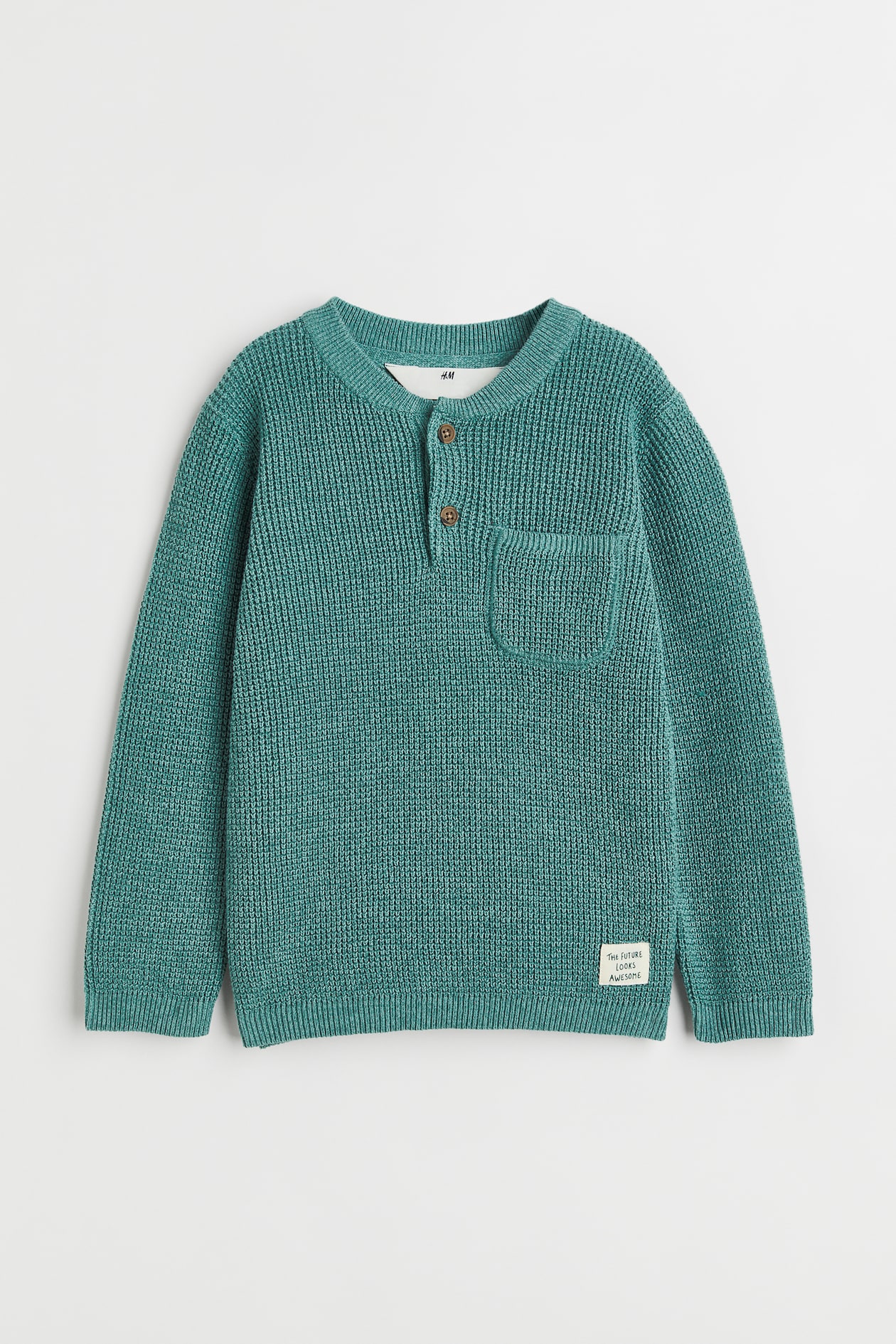 Waffle-knit Henley top - Turquoise - Kids | H&M GB