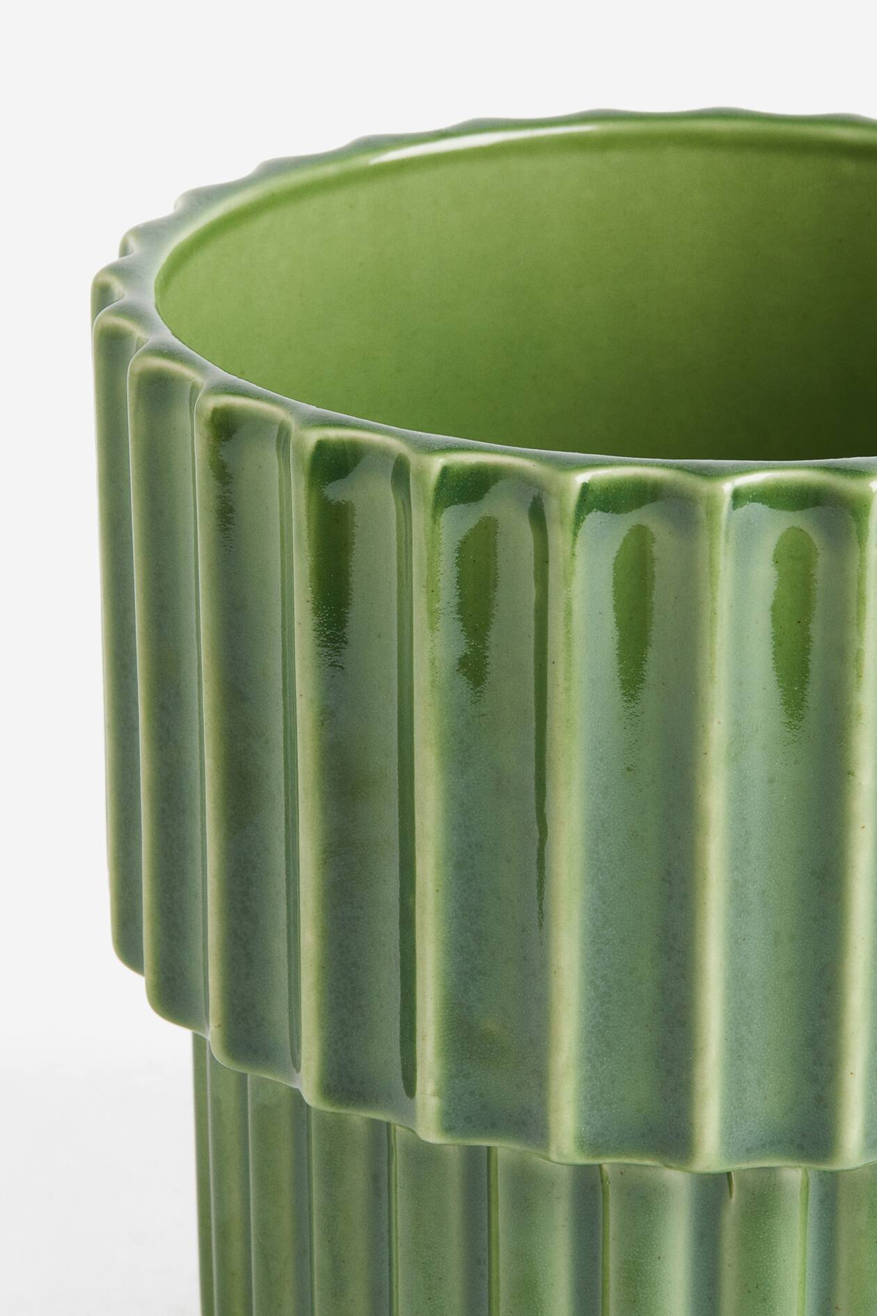 Stoneware Plant Pot - Green - Home All | H&M US