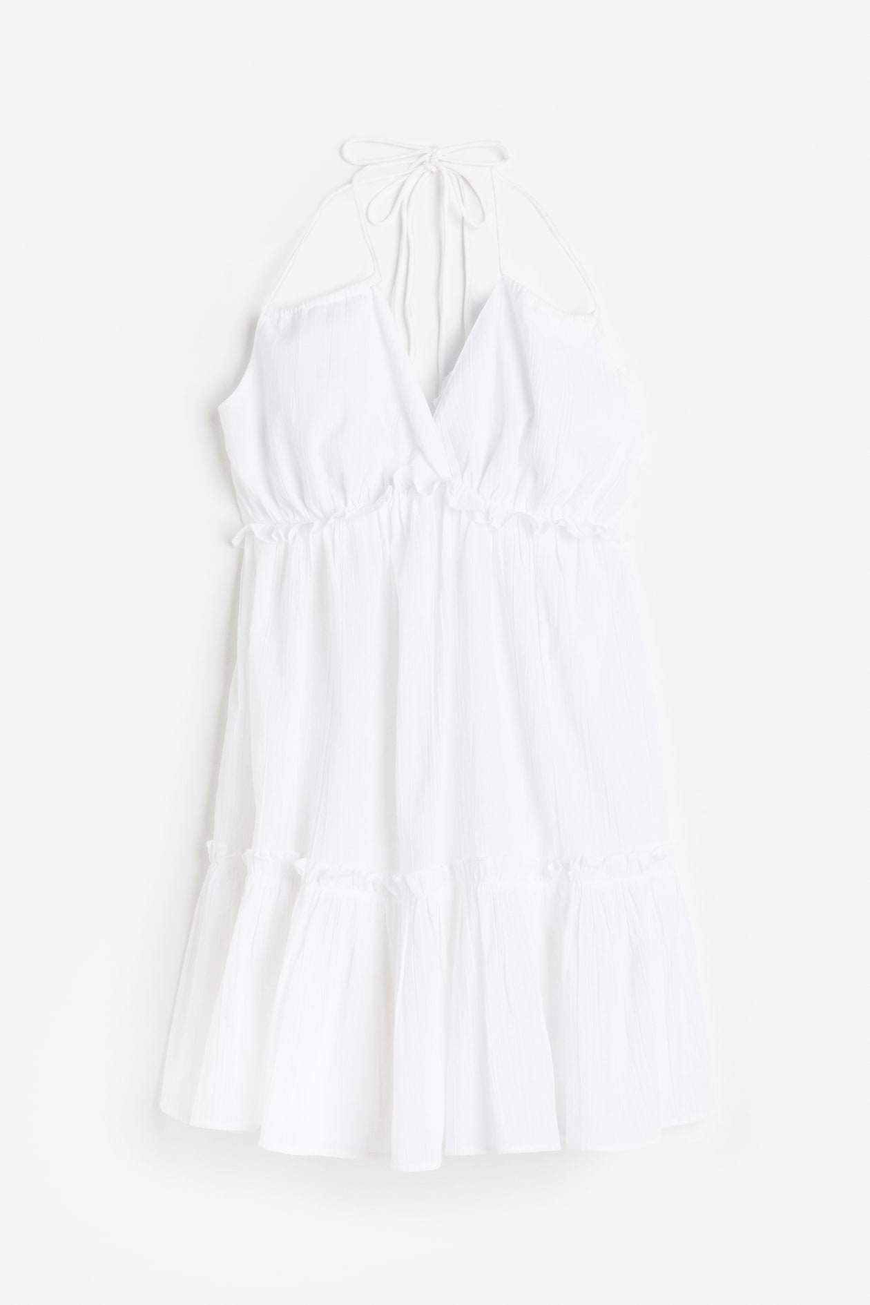 Abito con scollo halter e bordi a volant - Bianco - DONNA | H&M IT