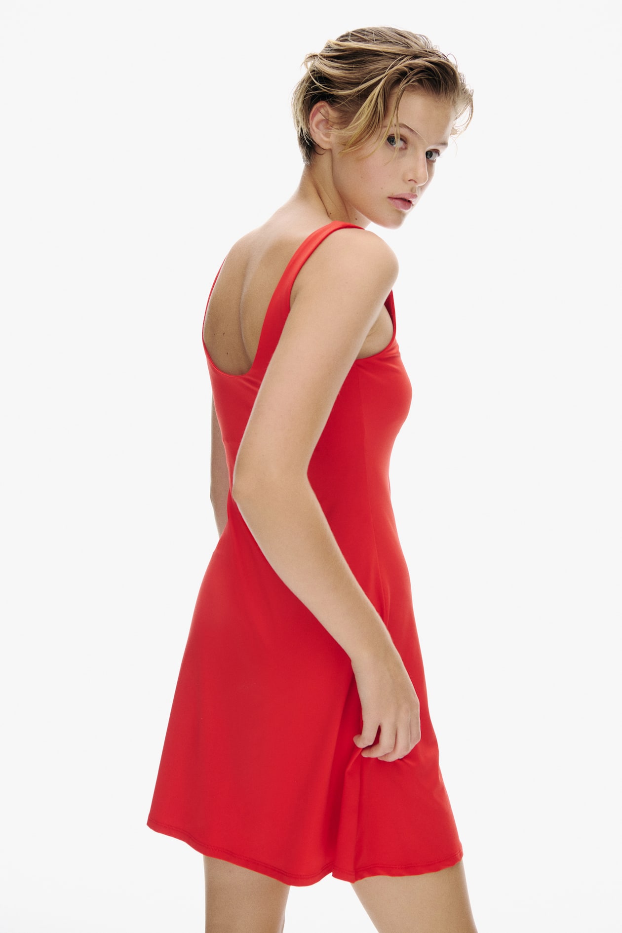 Women's Bright red Sleeveless Microfiber Dress | H&M CA