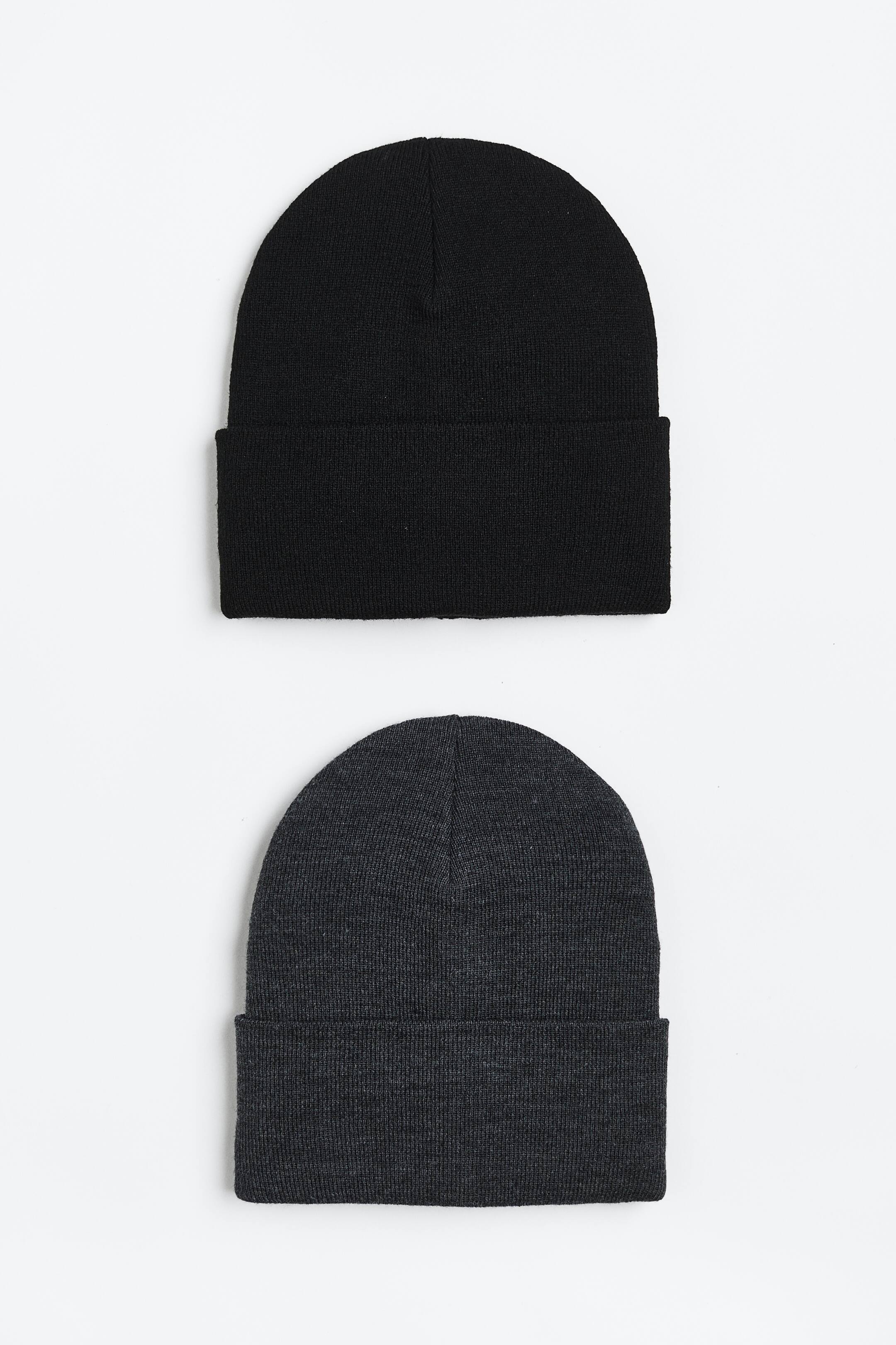 2-pack knitted hats - Black/Dark grey - Kids | H&M