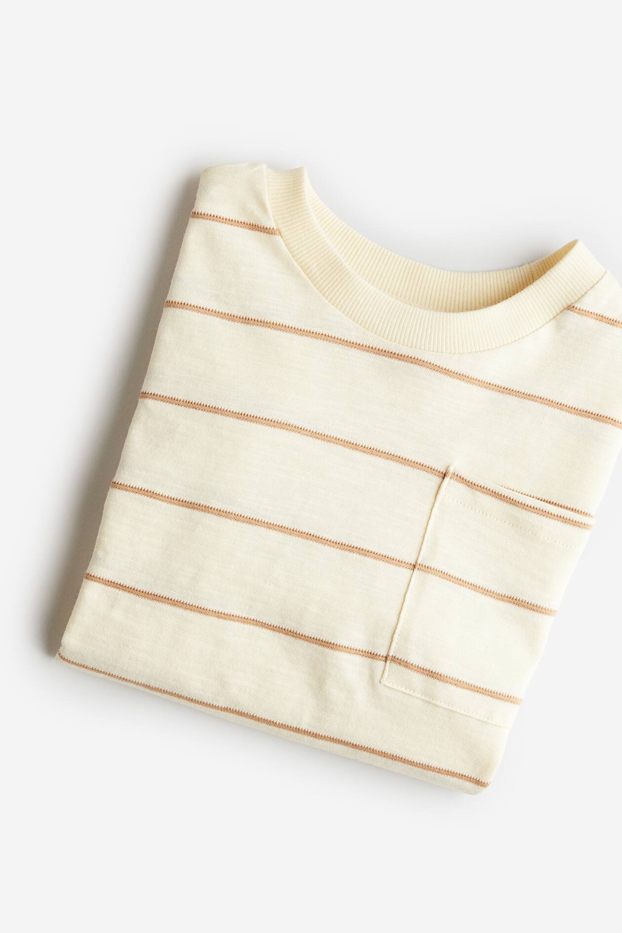 Chest-pocket T-shirt - Beige/striped - Kids | H&M US