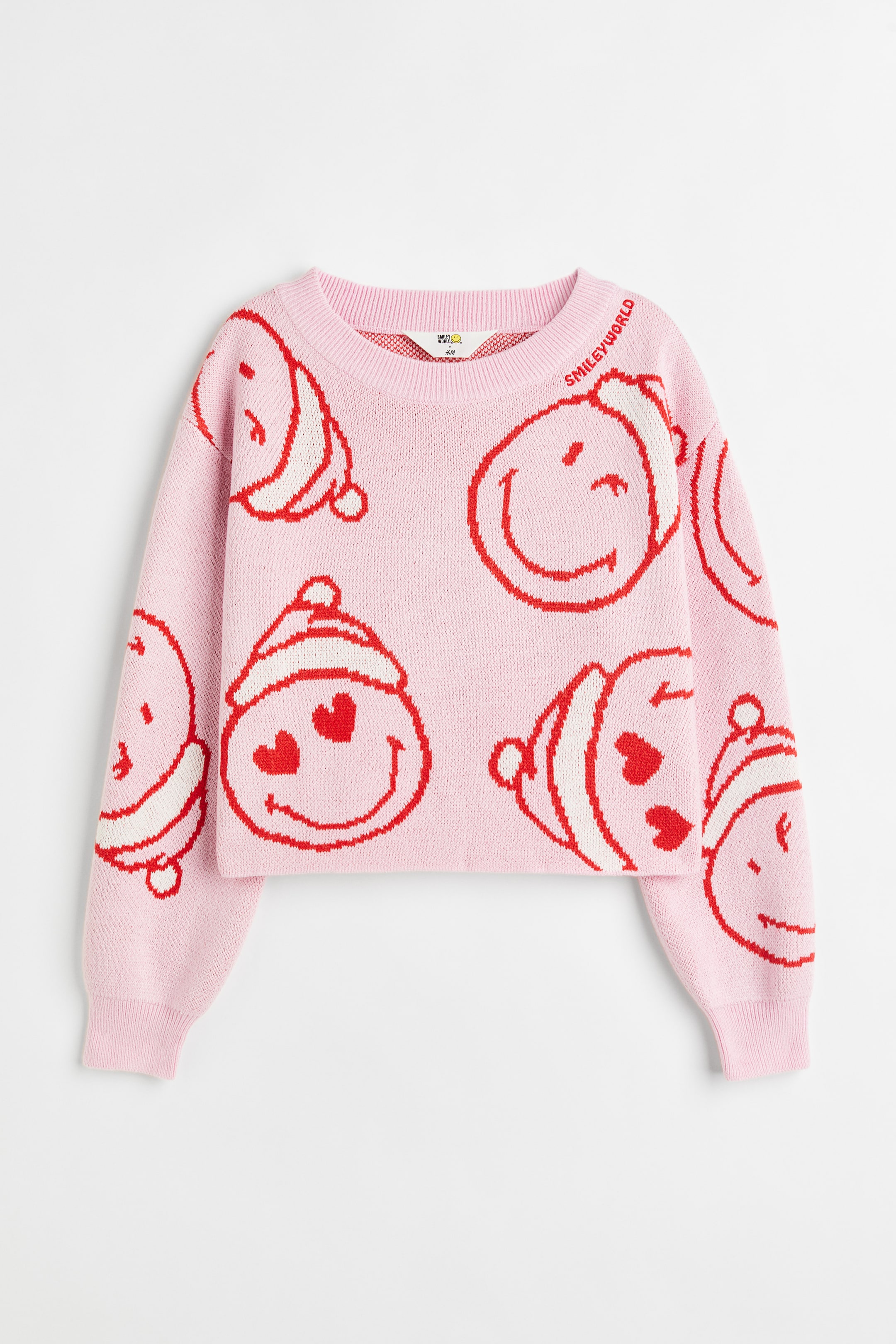 Suéter en tejido jacquard - Rosa claro/SmileyWorld® - Kids | H&M MX