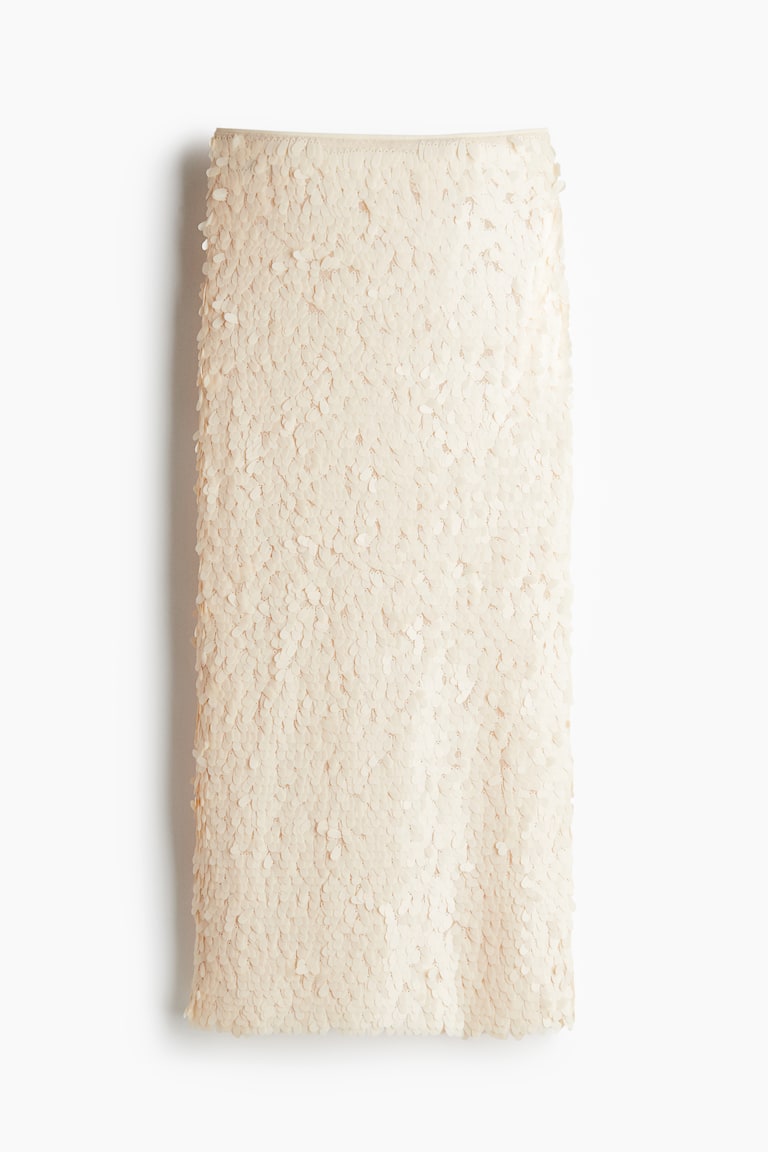 Sequined Midi Skirt - Cream - Ladies | H&M US