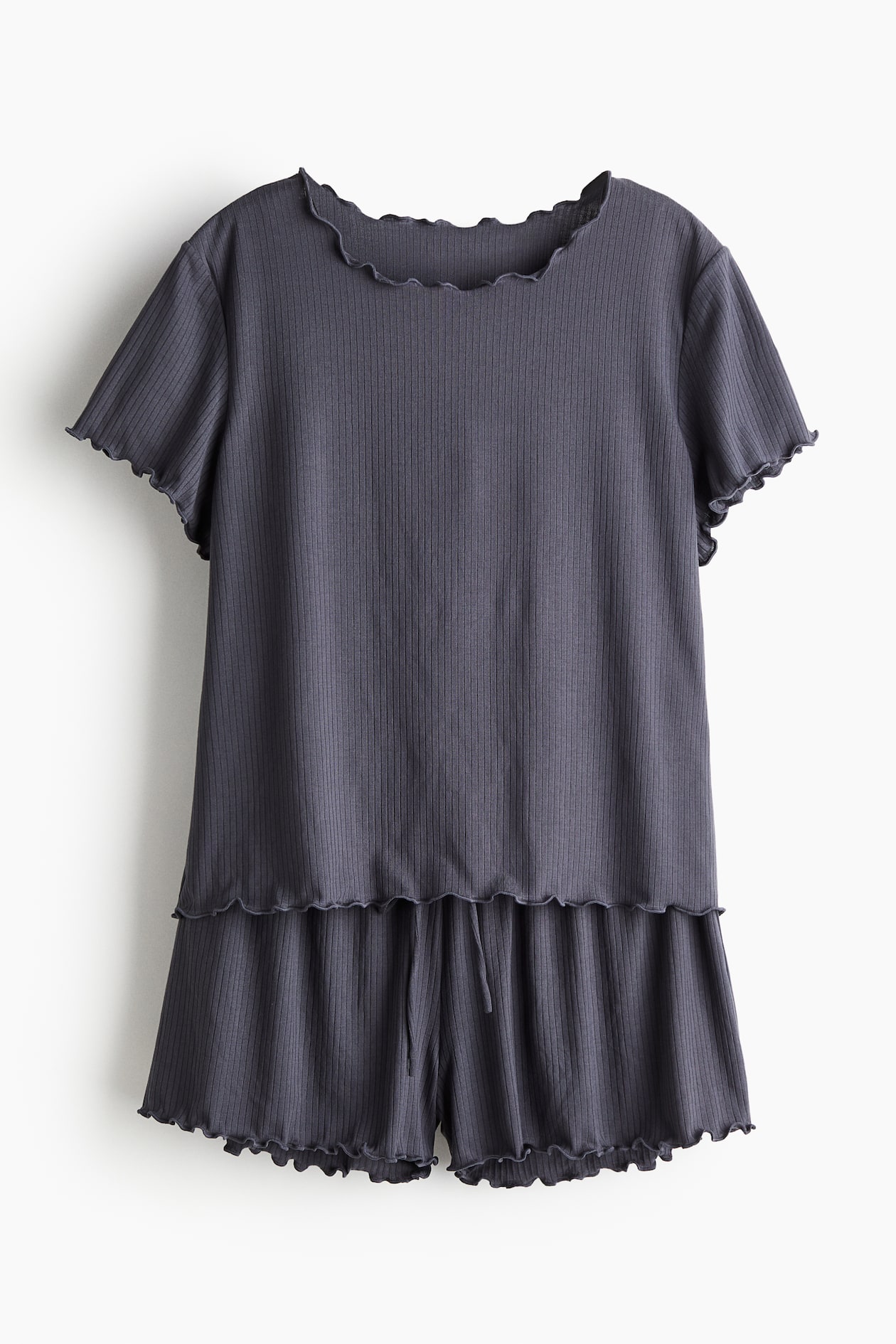 Ribbed Pajamas with Overlocked Trim - Dark gray - Ladies | H&M US