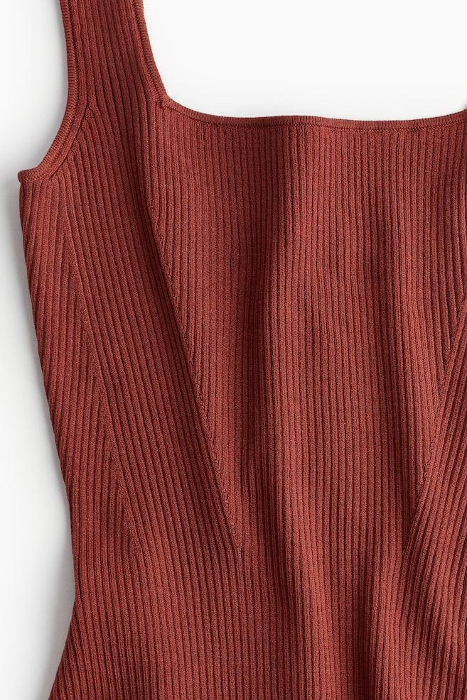 Rib-knit Tank Top - Rust red - Ladies | H&M US