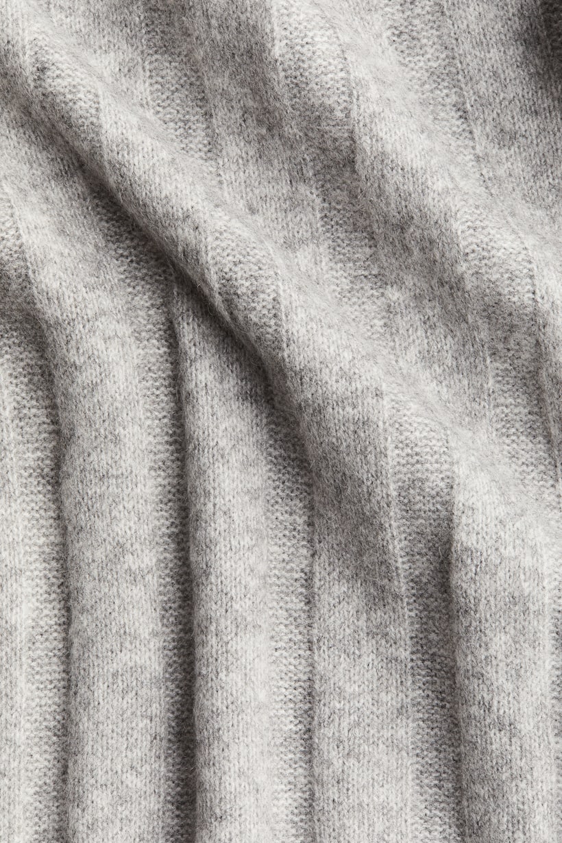 Oversized Rib-knit Sweater - Gray melange - Ladies | H&M US