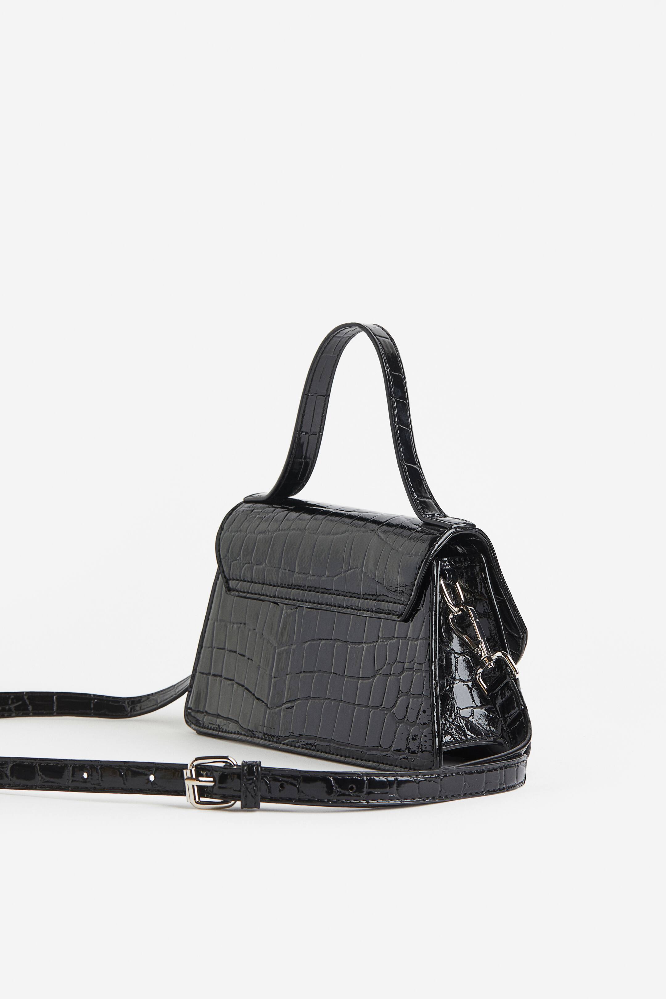 Mini-tasche Mit Tragegriff - Schwarz Kroko - Ladies | H&M DE