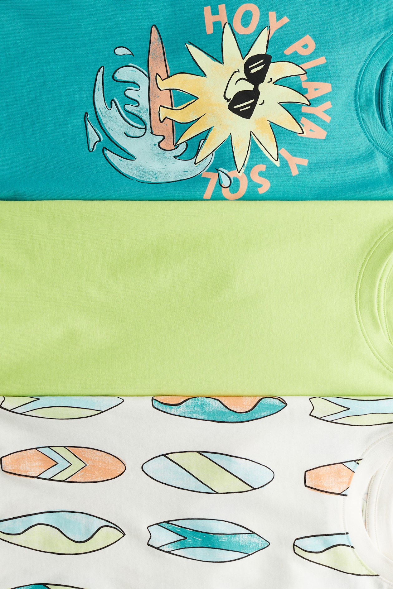 3-pack Print Tees - Turquoise/Surf boards - Kids | H&M AU