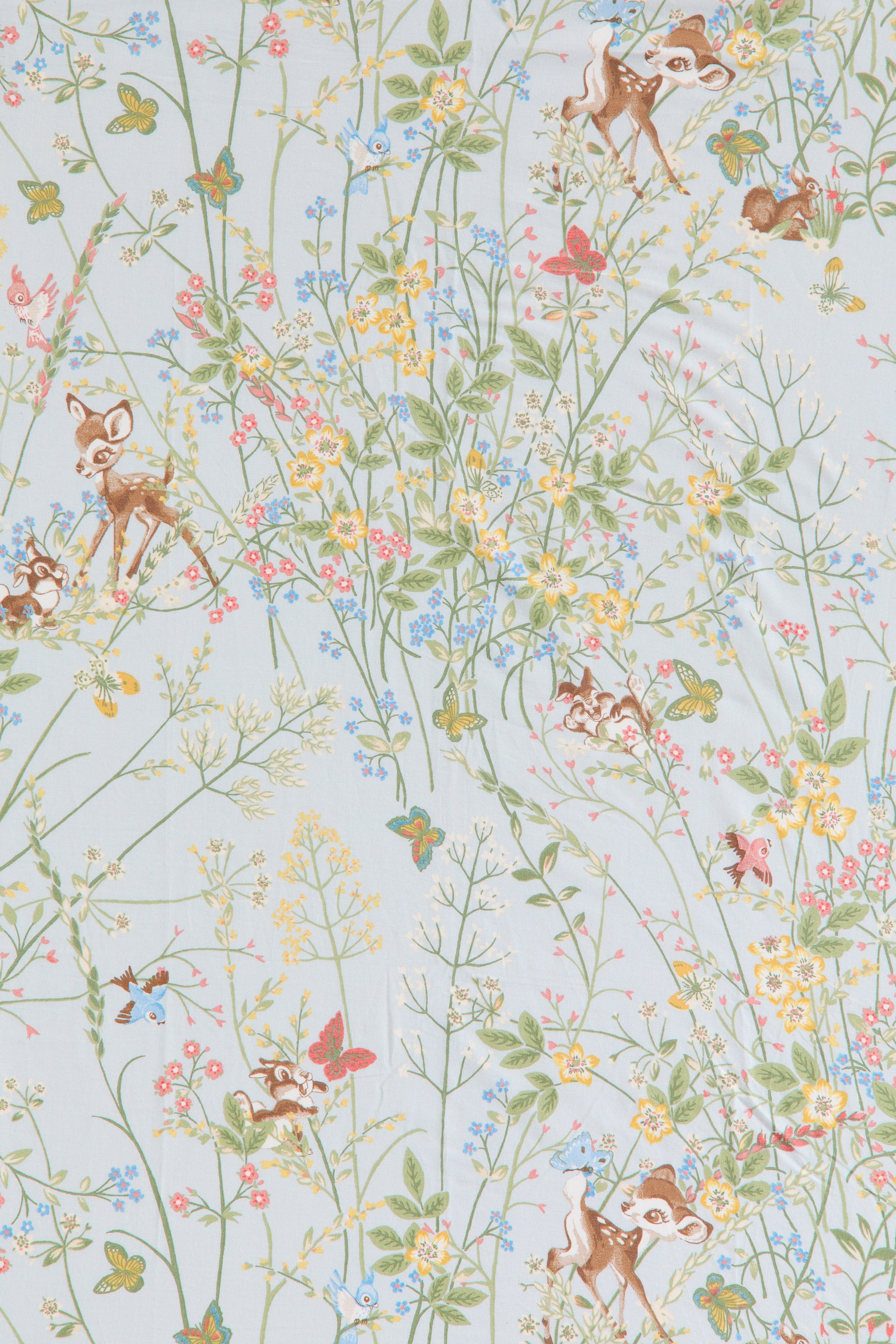 Patterned cotton fitted sheet - Light blue/Bambi - Home All | H&M IN