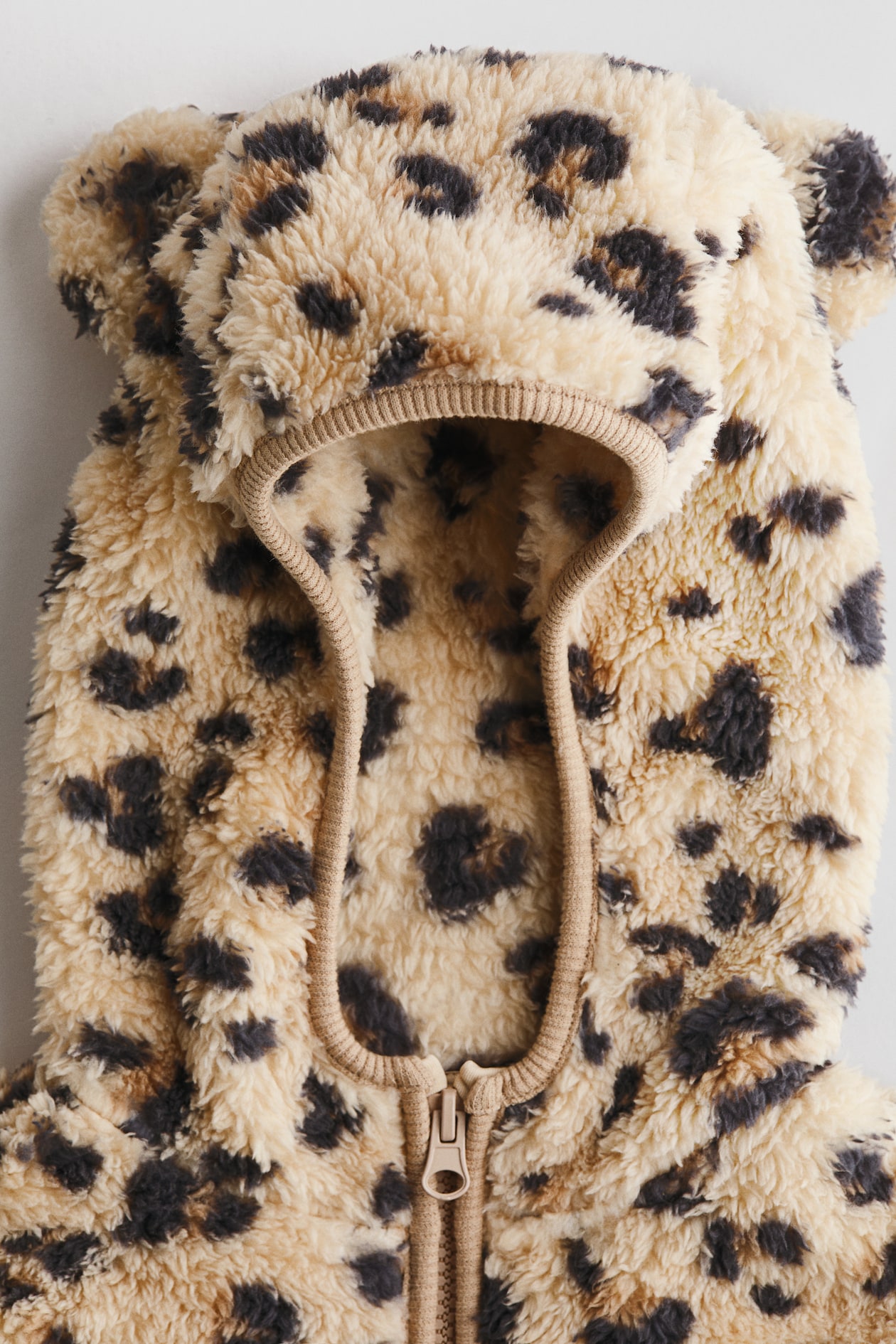 Beige/leopard print Teddy Fleece Hooded Jacket for kids | H&M CA
