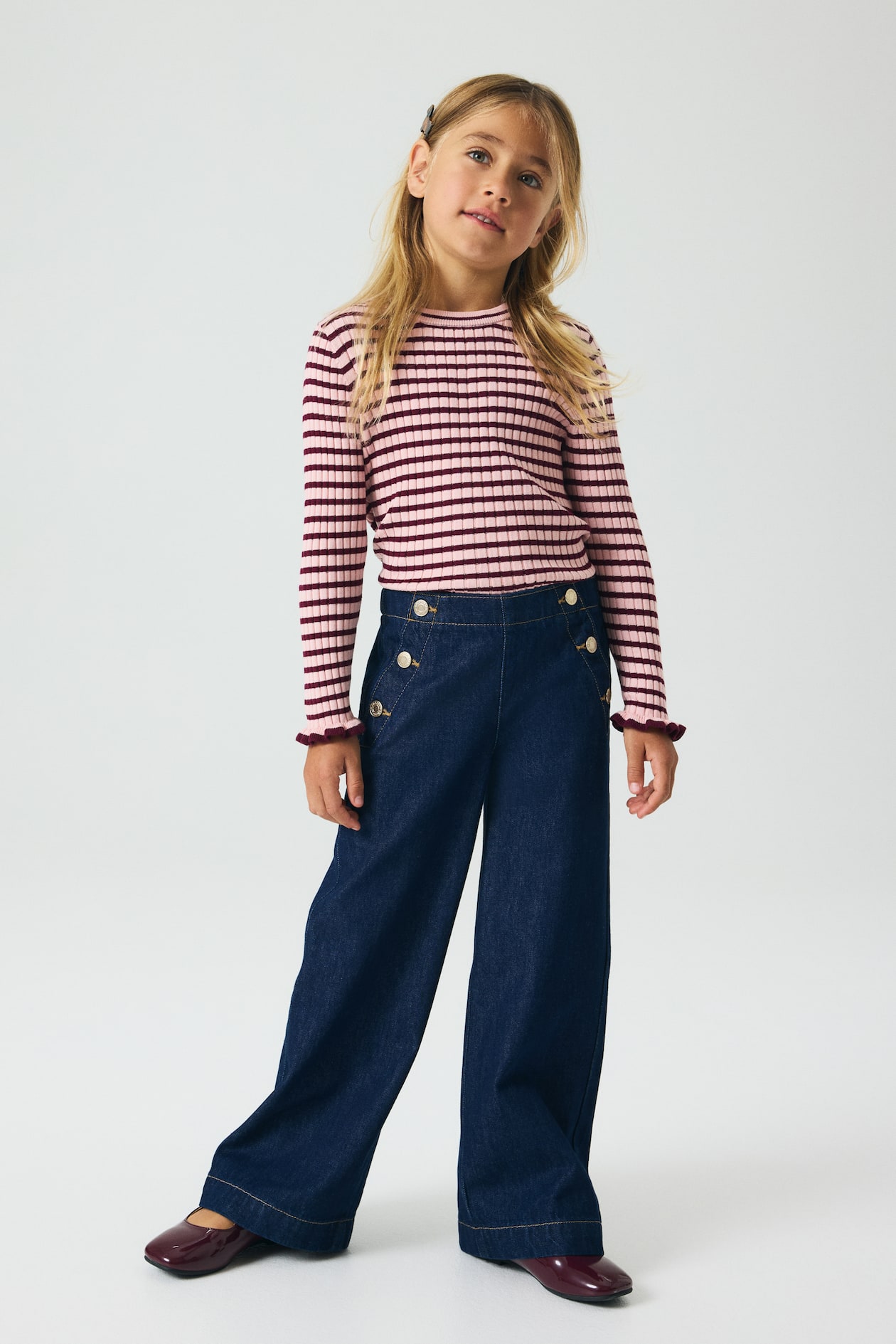 Dark denim blue Wide-Leg Jeans for kids | H&M US