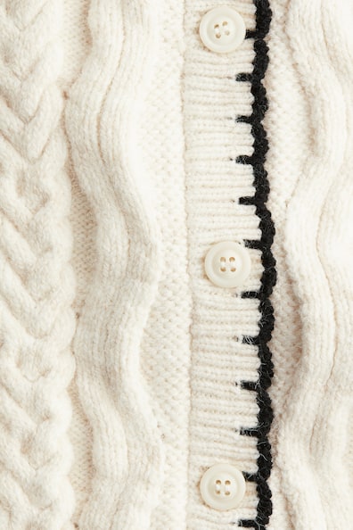 Button-Front Cable-Knit Sweater Vest - Cream - Ladies | H&M US