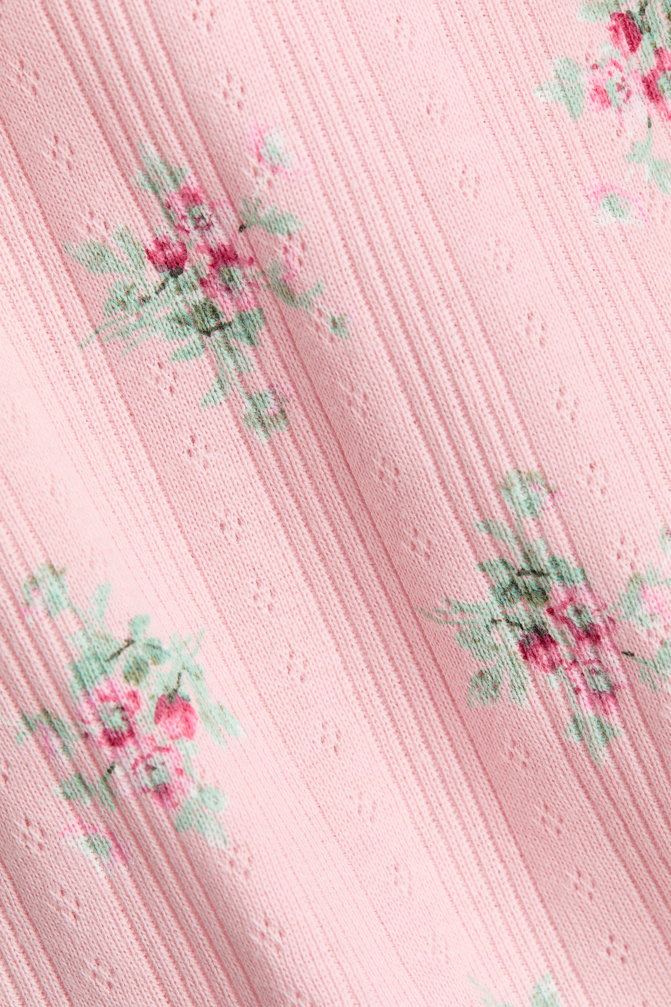 T-shirt van pointelletricot met een dessin - Lichtroze/bloemen ...