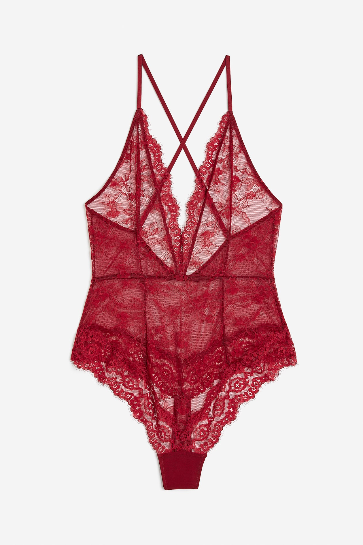 Deep plunge-stringbody - Donkerrood - DAMES | H&M NL