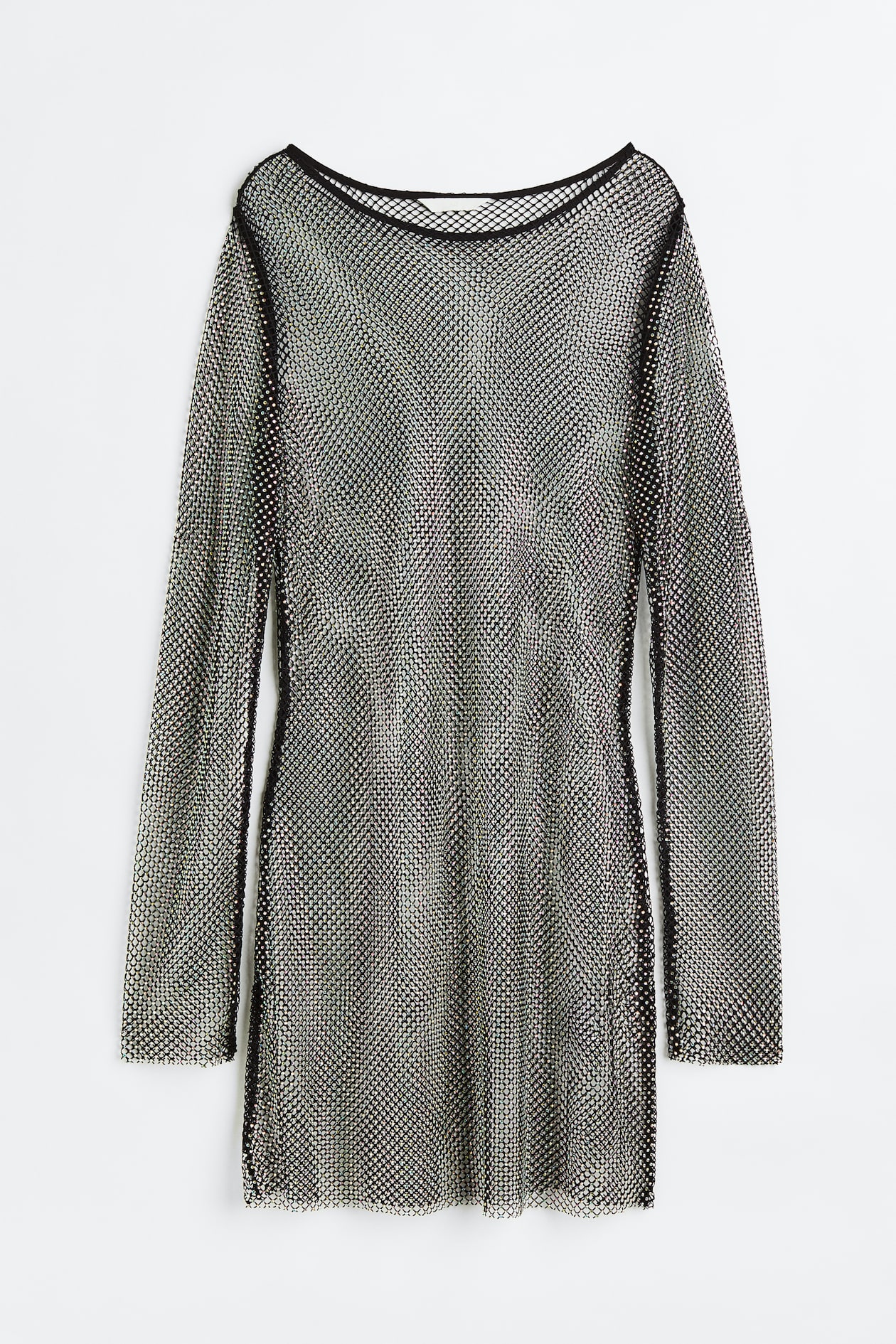 Rhinestone-embellished fishnet dress - Black/Rhinestones - Ladies | H&M IE