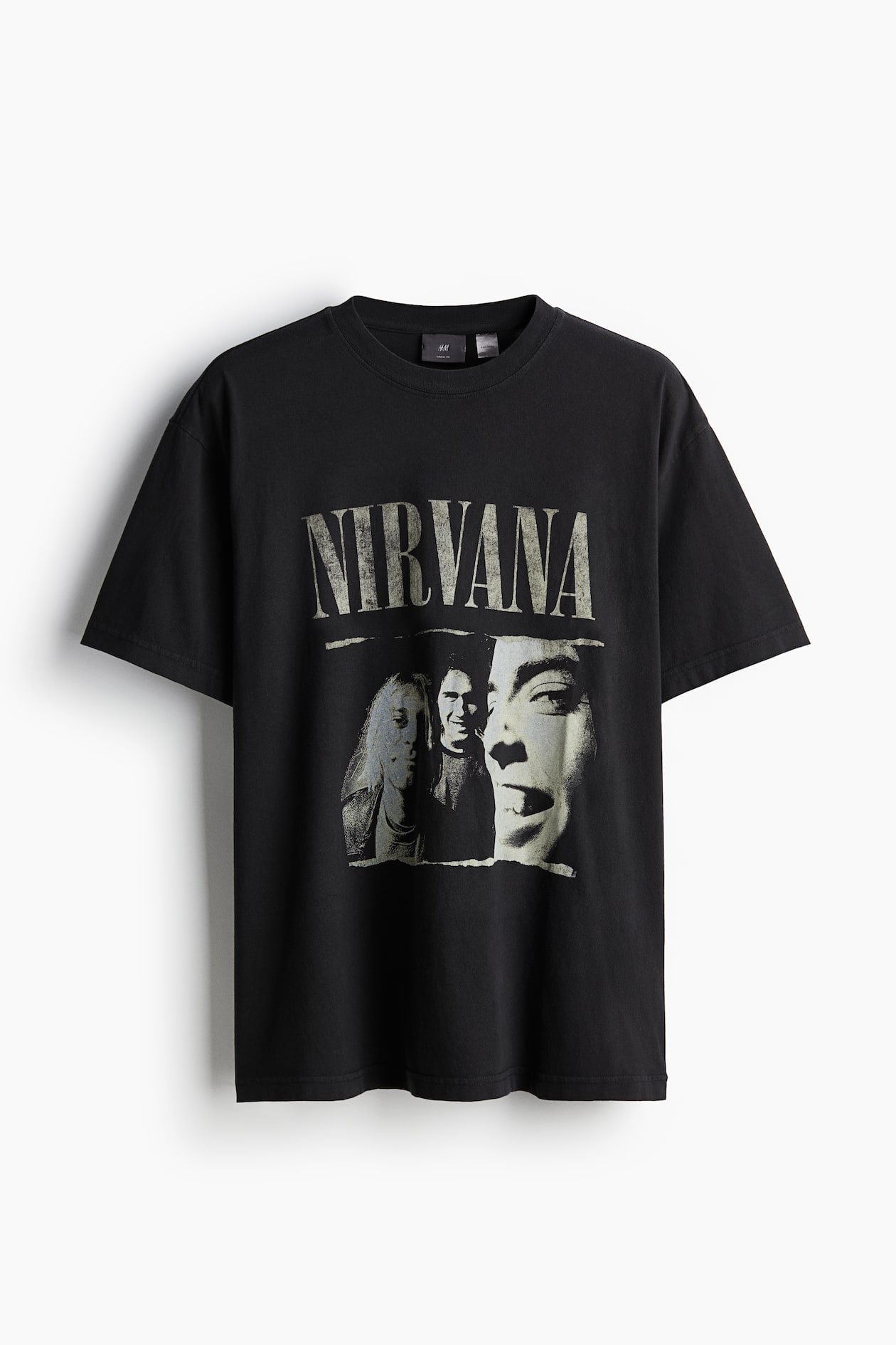 Loose Fit Vintage-Look Printed T-Shirt - Black/Nirvana - Men | H&M US