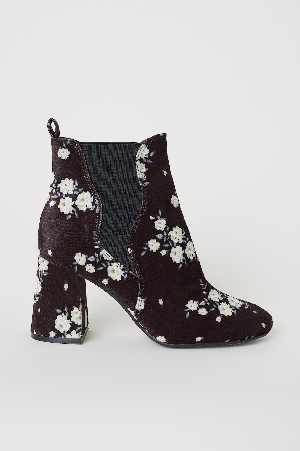 Bottines avec élastique - Noir/fleuri - FEMME | H&M FR
