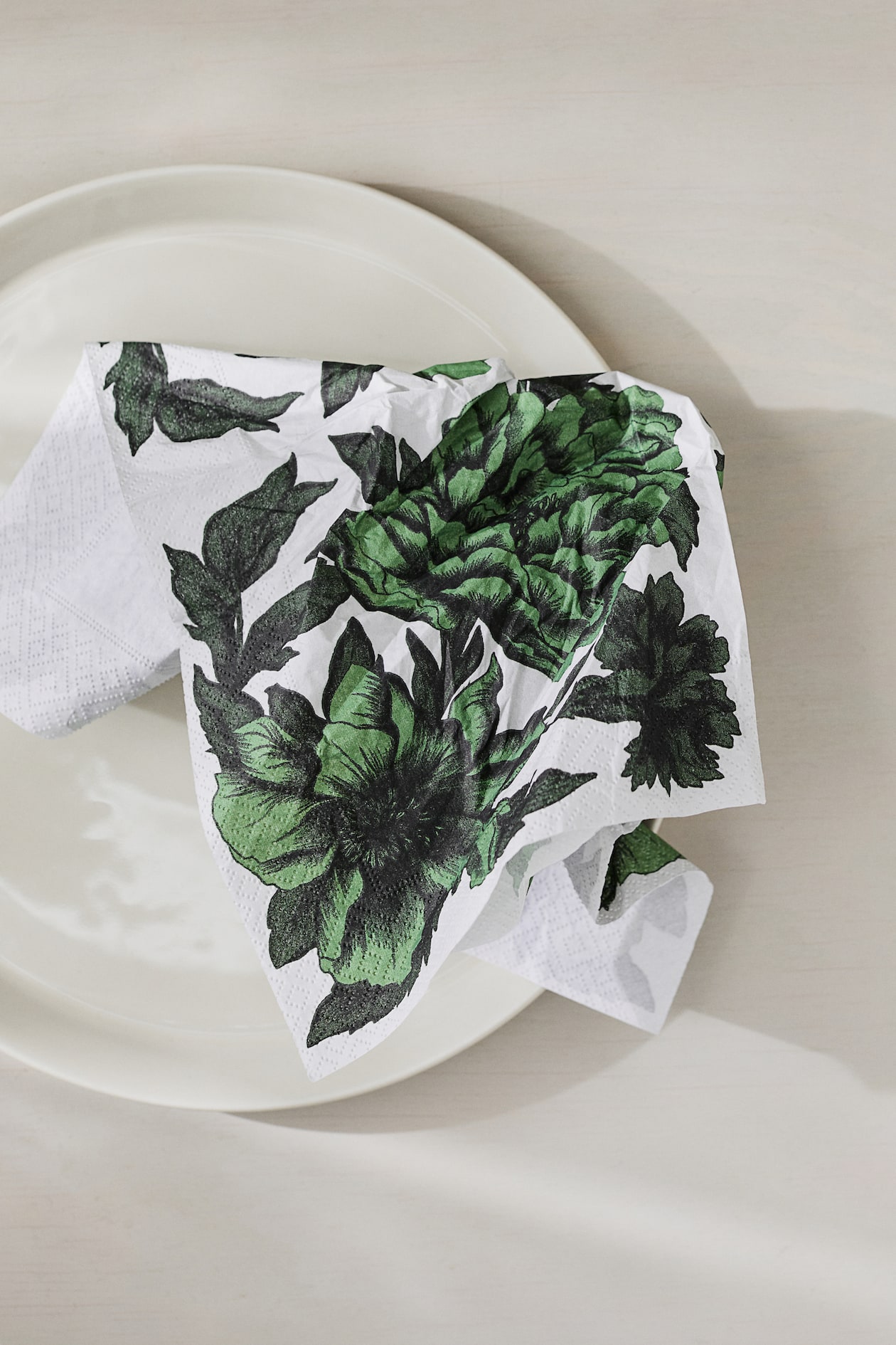 Set van 20 papieren servetten met dessin - Groen/bloemen - HOME | H&M BE