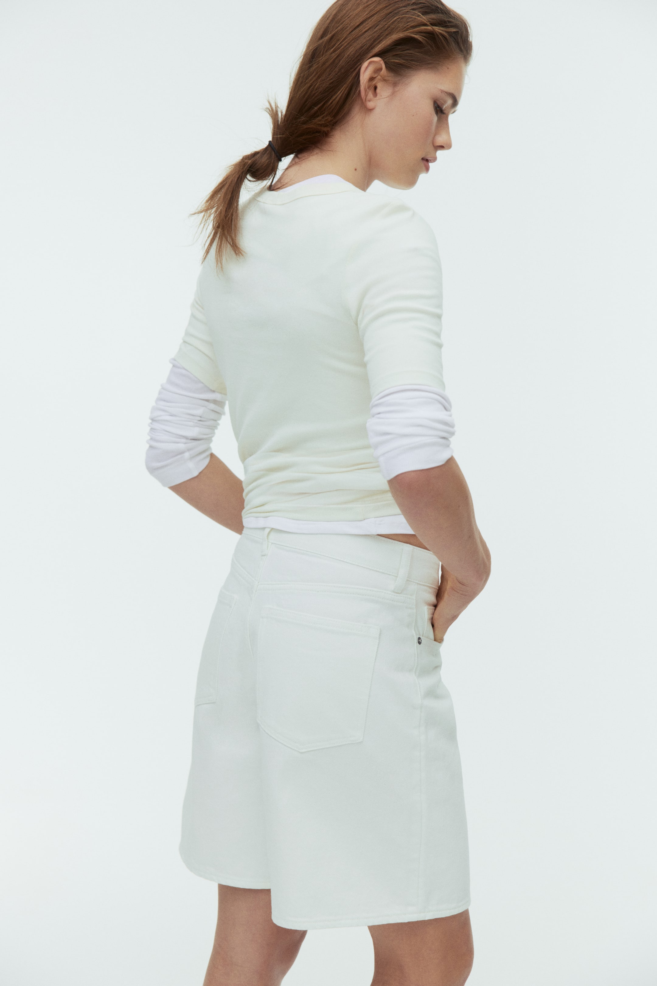 Denim Bermuda Shorts - White - Ladies | H&M PH