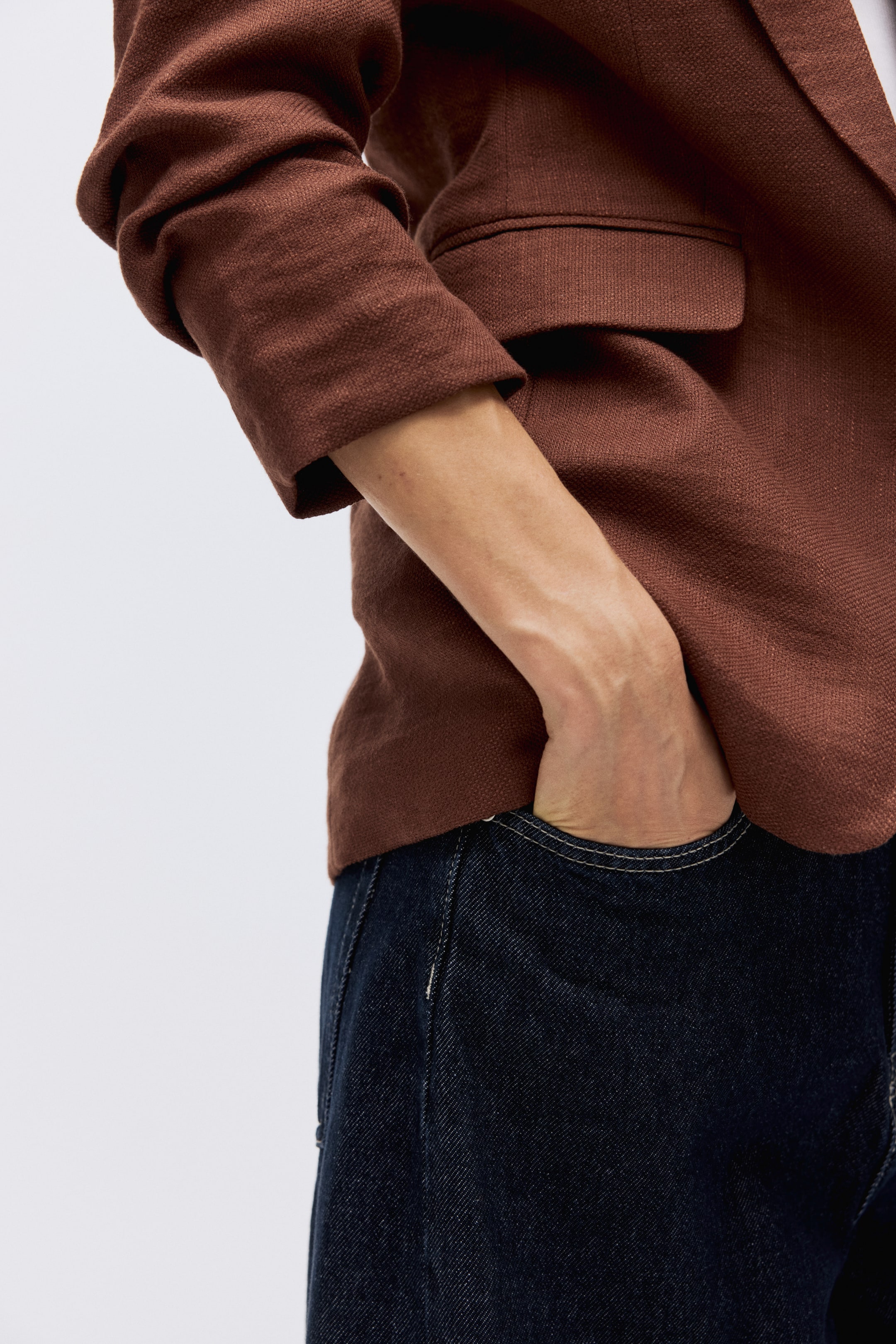 Gathered-sleeve blazer - Rust red - Ladies | H&M IE