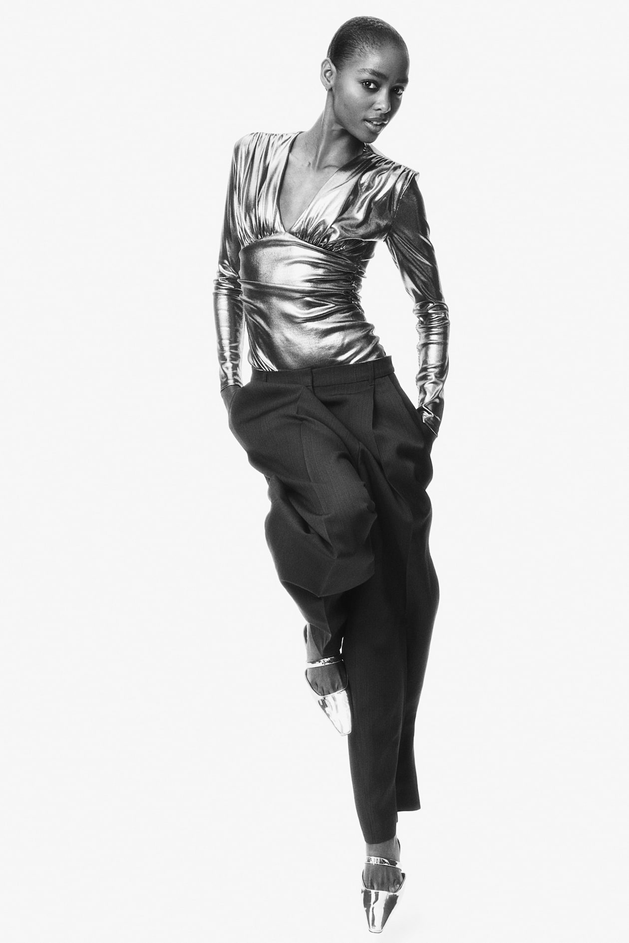 Body tanga con escote drapeado en V - Plateado - MUJER | H&M ES