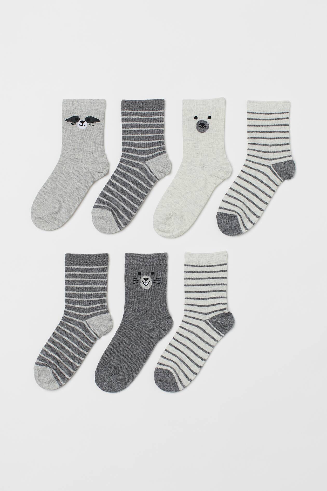 7-pack strumpor - Gråmelerad/Djur - BARN | H&M SE