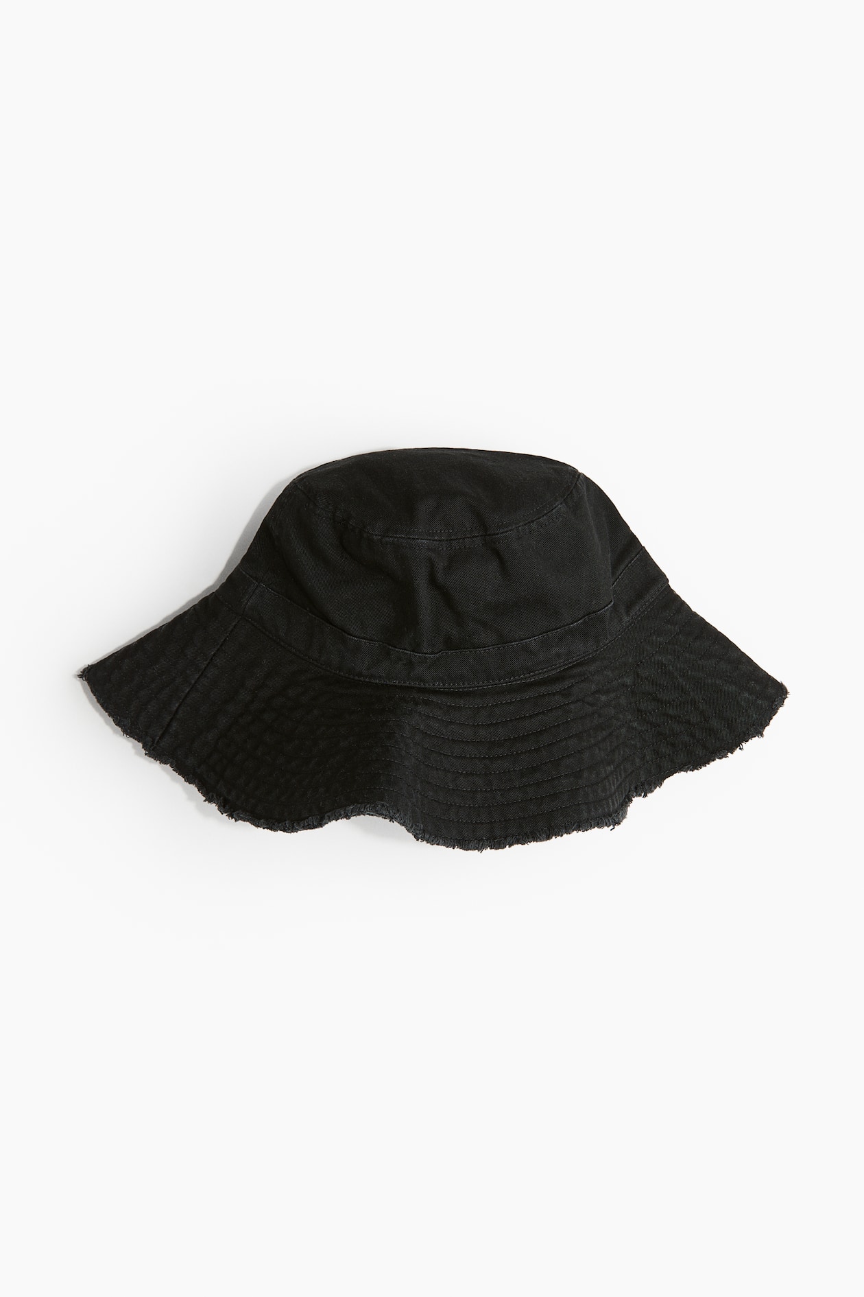 Women's Black Frayed-edge Cotton Bucket Hat | H&M US
