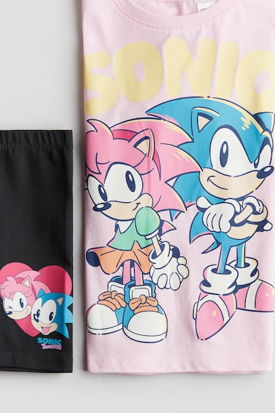 2-piece Printed Set - Light pink/Sonic the Hedgehog - Kids | H&M US