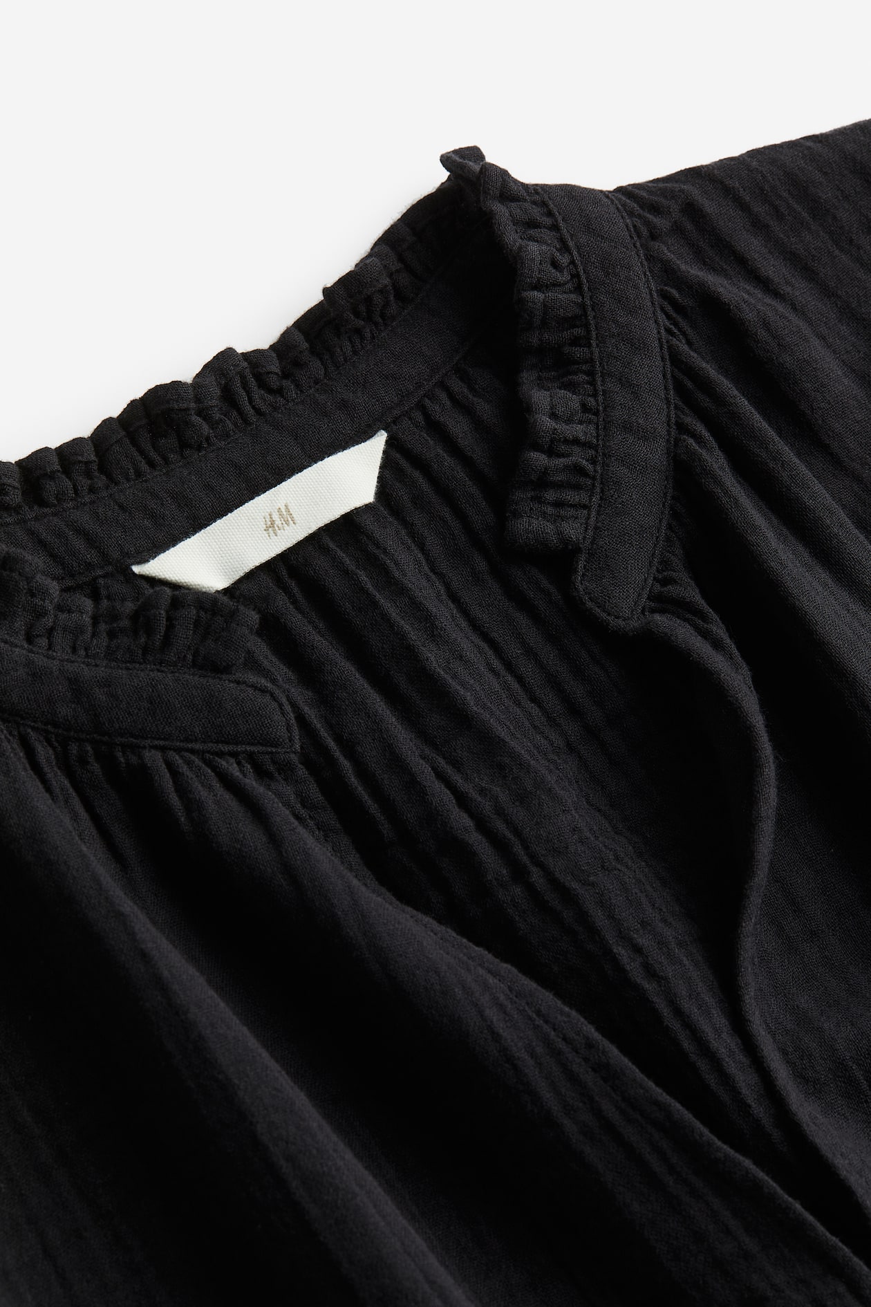 Frill-trimmed cotton blouse - Black - Ladies | H&M MY