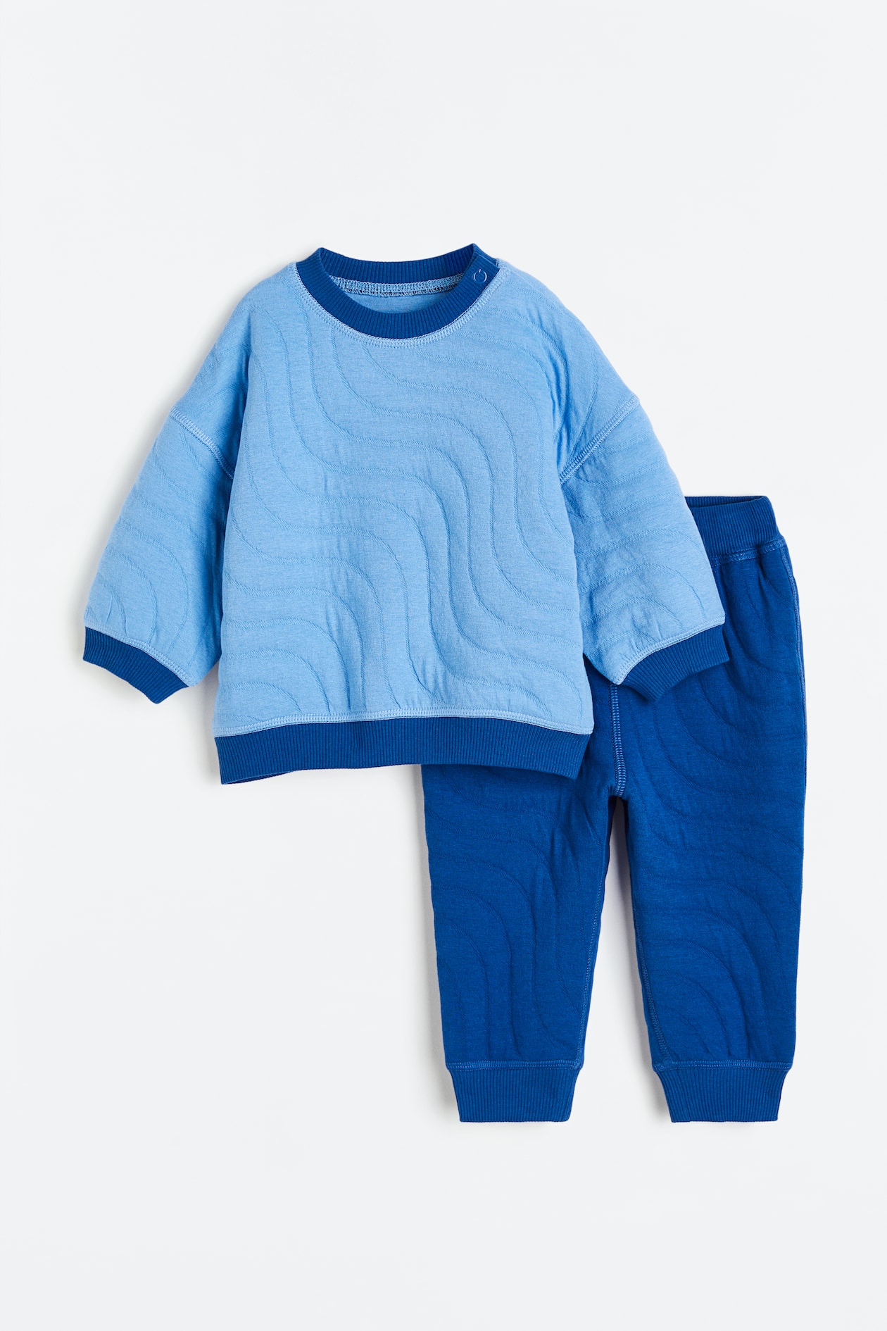 Dark blue/color-block 2-piece Quilted Set for kids | H&M US
