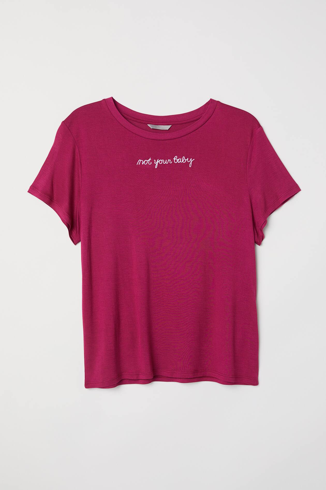 H&M+ T-shirt with a motif - Dark pink/Not Your Baby - Ladies | H&M GB