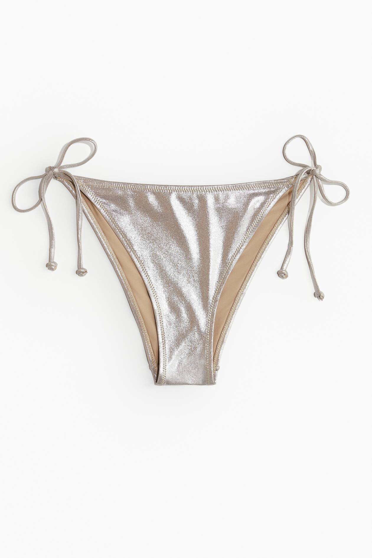 Women's Beige/silver-colored Tie Bikini Bottoms | H&M CA