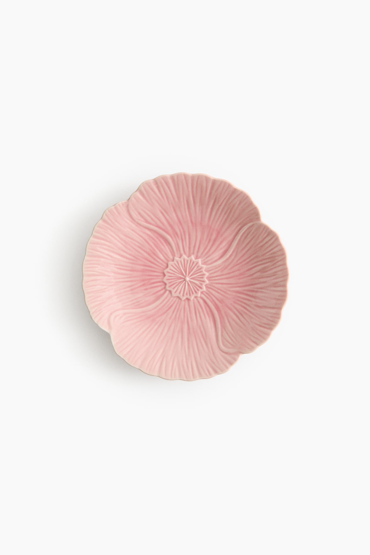 Pink Flower-shaped stoneware mid plate at H&M Home | H&M GB