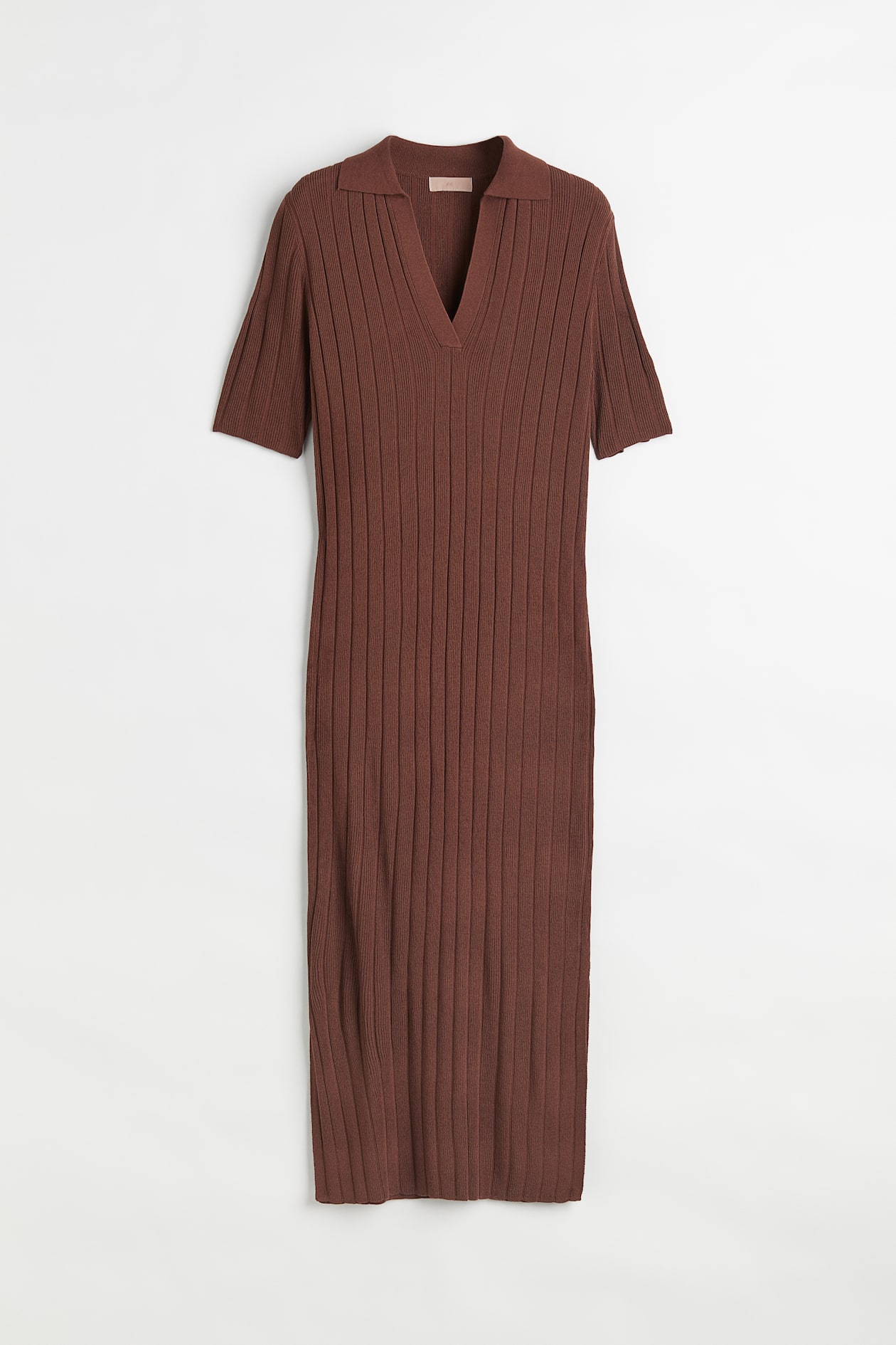 Collared rib-knit dress - Brown - Ladies | H&M GB