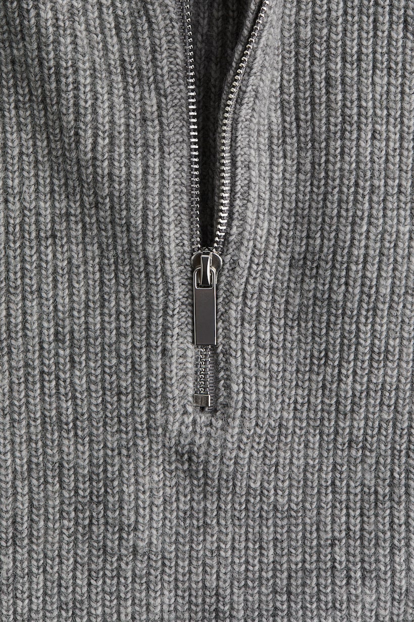 Rib-knit Half-zip Sweater - Gray melange - Ladies | H&M US