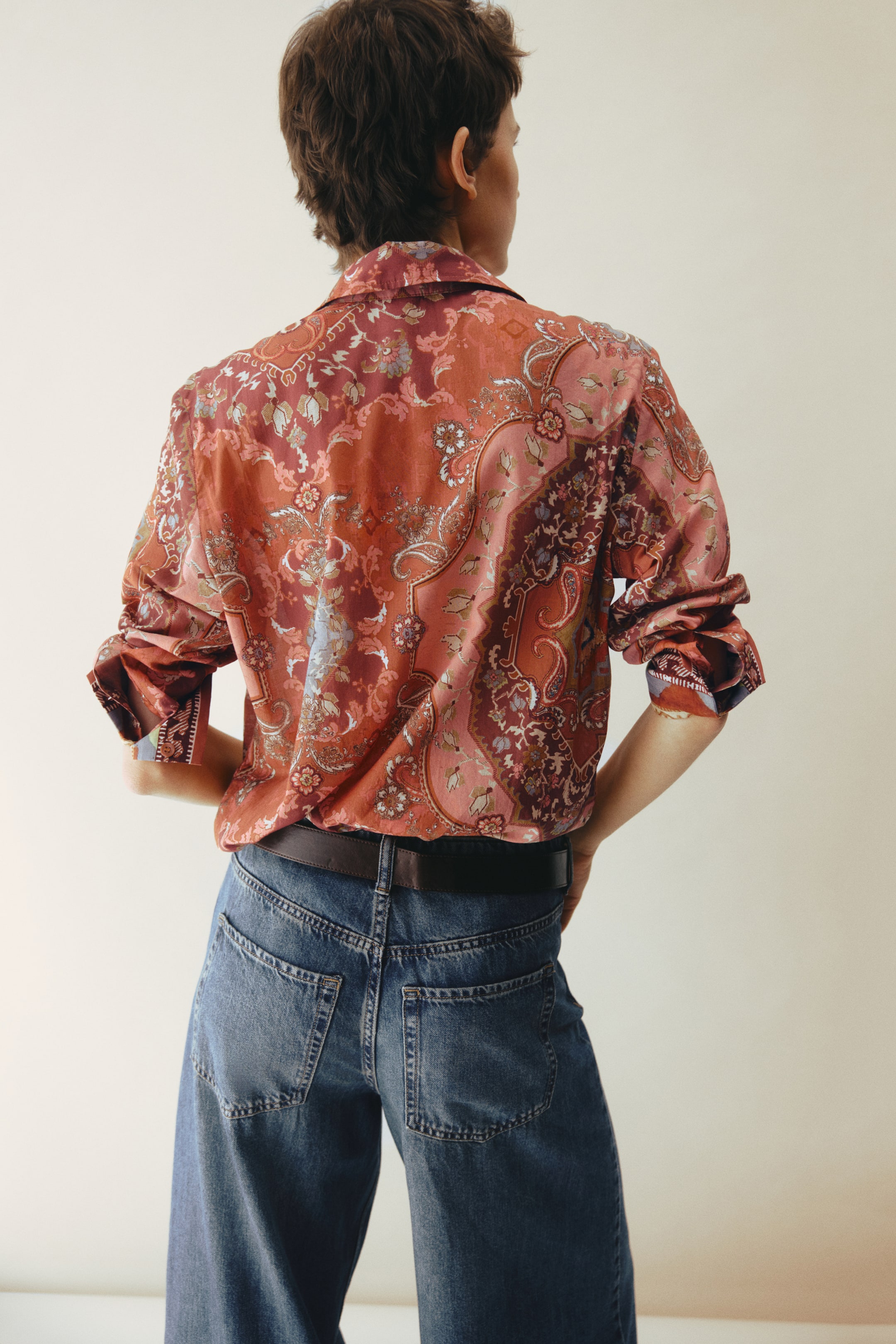 Women's Dusty red/patterned Printed Cotton Shirt | H&M CA