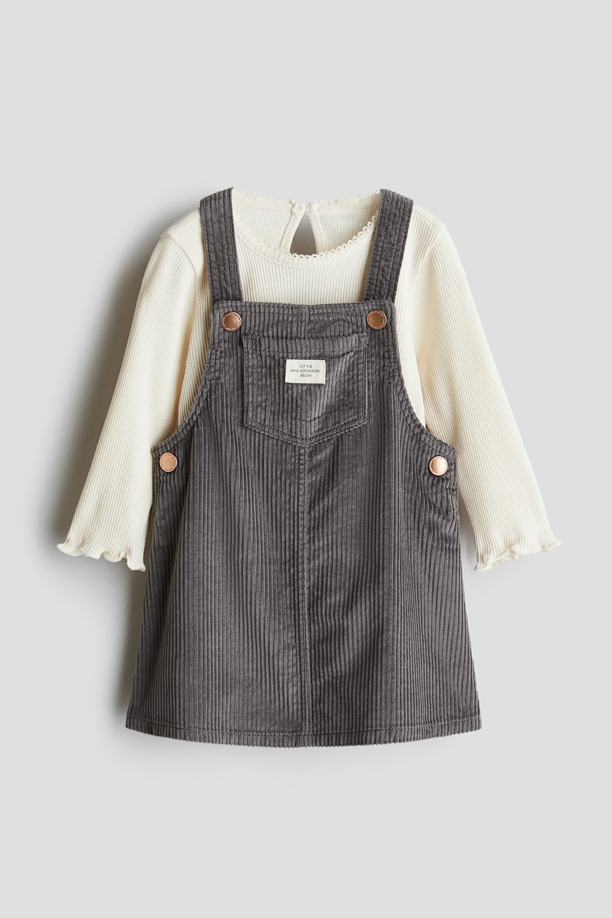 2-piece dress and top set - Mørk grå/Cream - BARN | H&M NO
