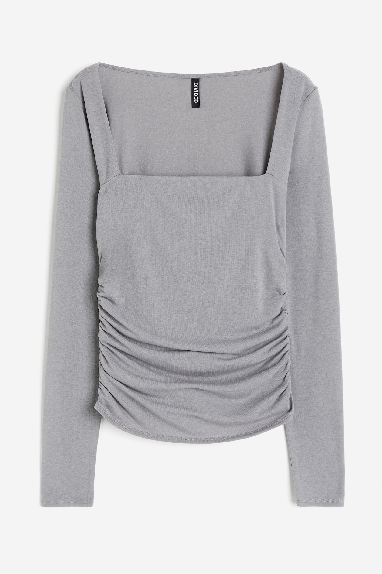 Gathered Square-neck Top - Gray - Ladies | H&M US