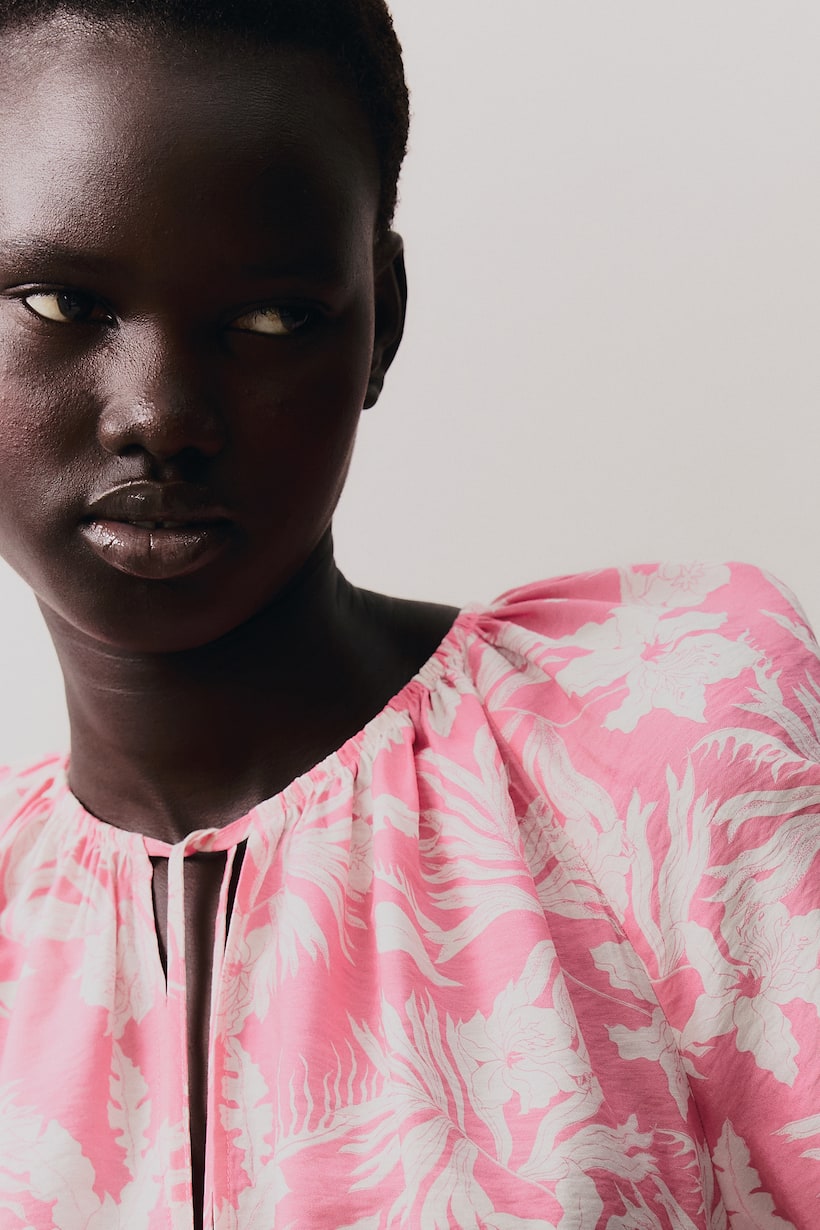 Balloon-Sleeved Blouse - Pink/patterned - Ladies | H&M US