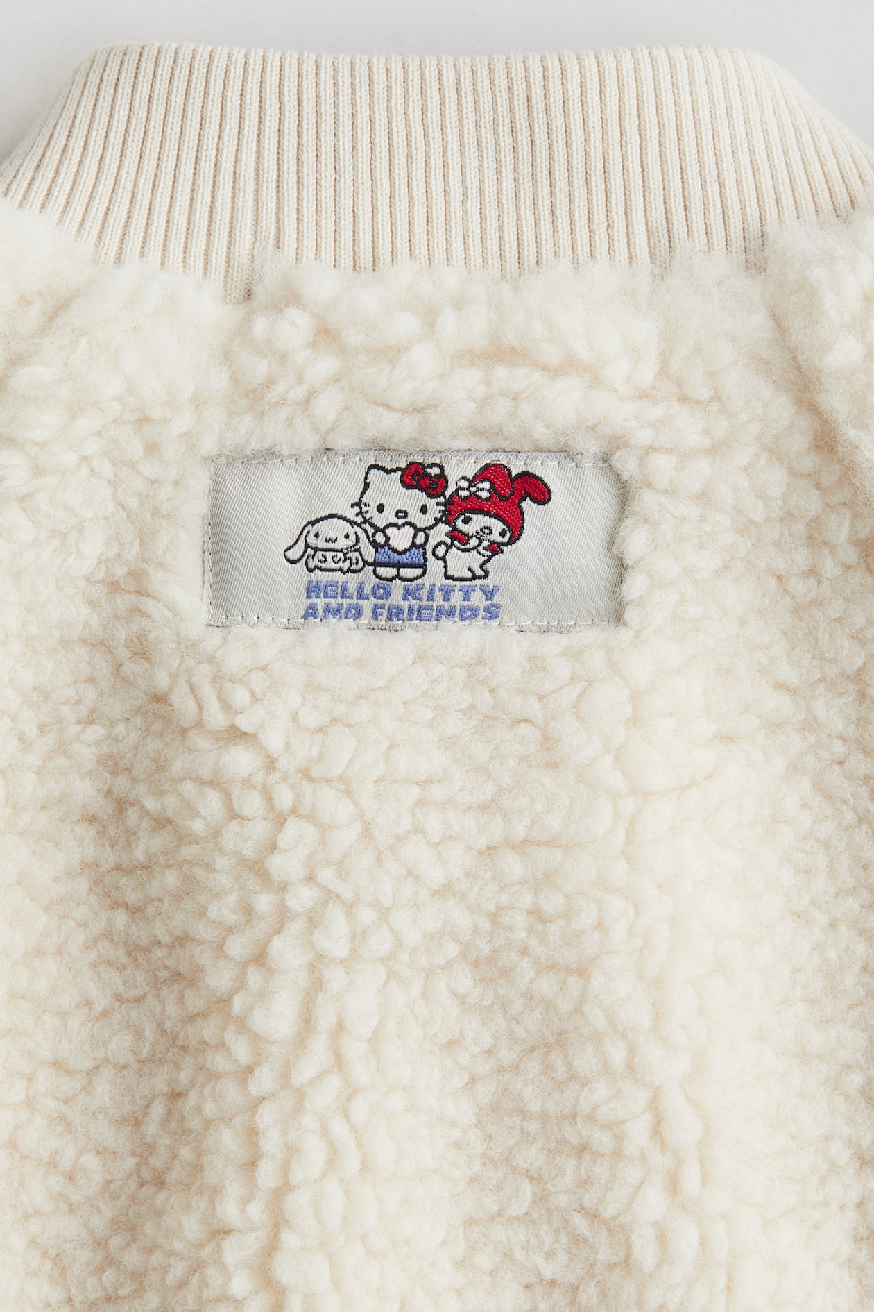 Cream/Hello Kitty Appliquéd Teddy Fleece Bomber Jacket for kids | H&M CA