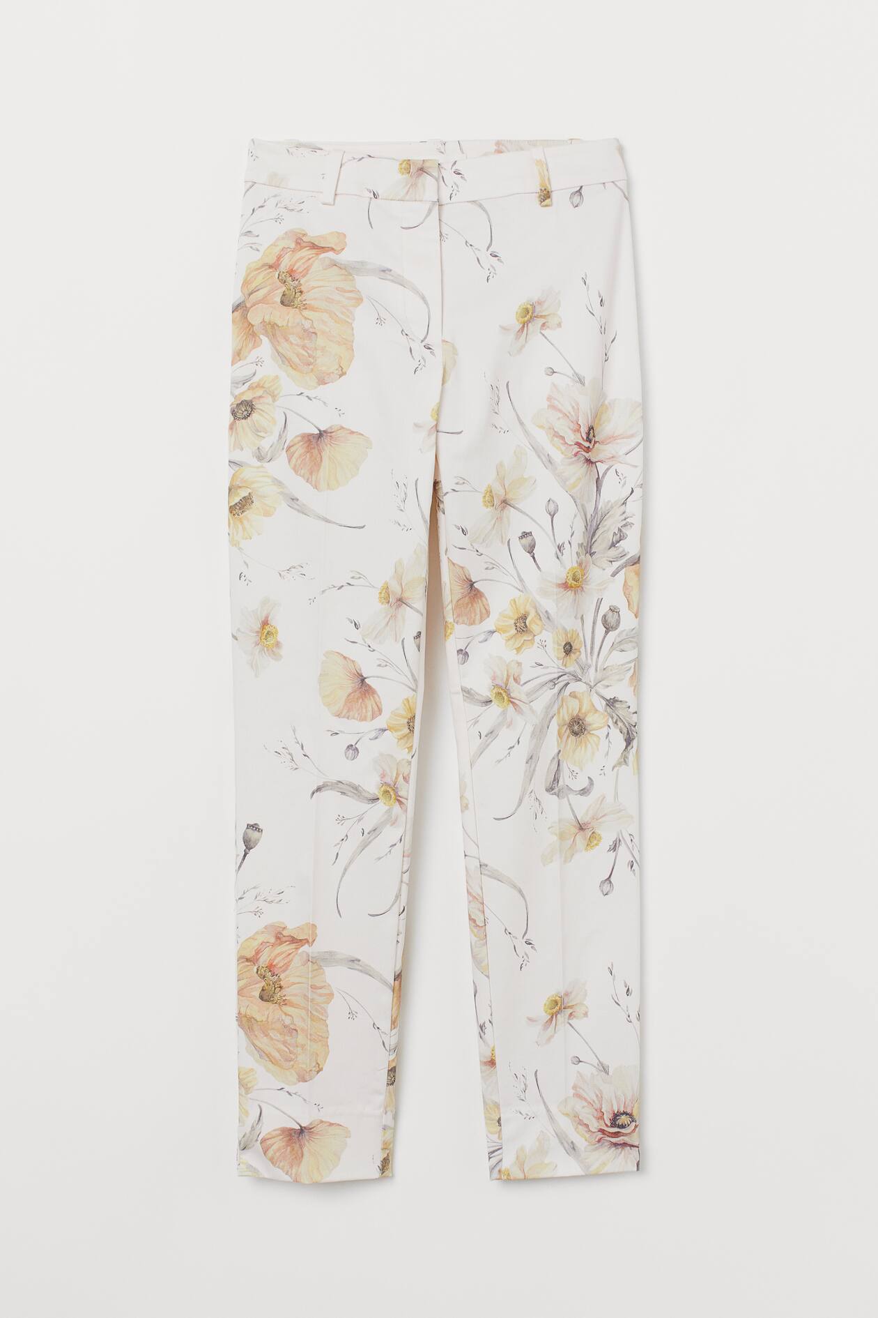 Patterned Slacks - Regular waist - Ankle-length - Light pink/floral ...