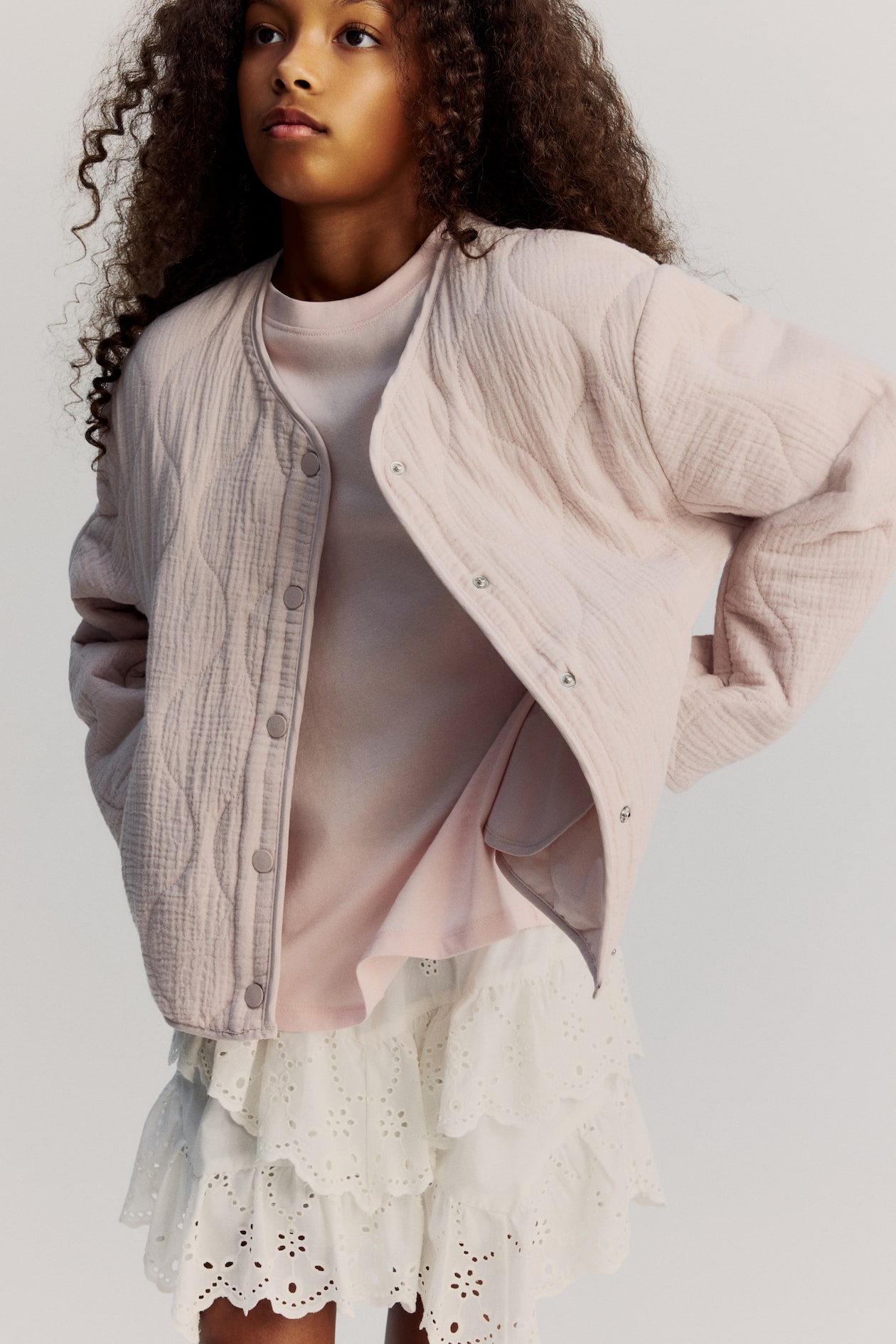 Light pink Quilted Muslin Jacket for kids | H&M US