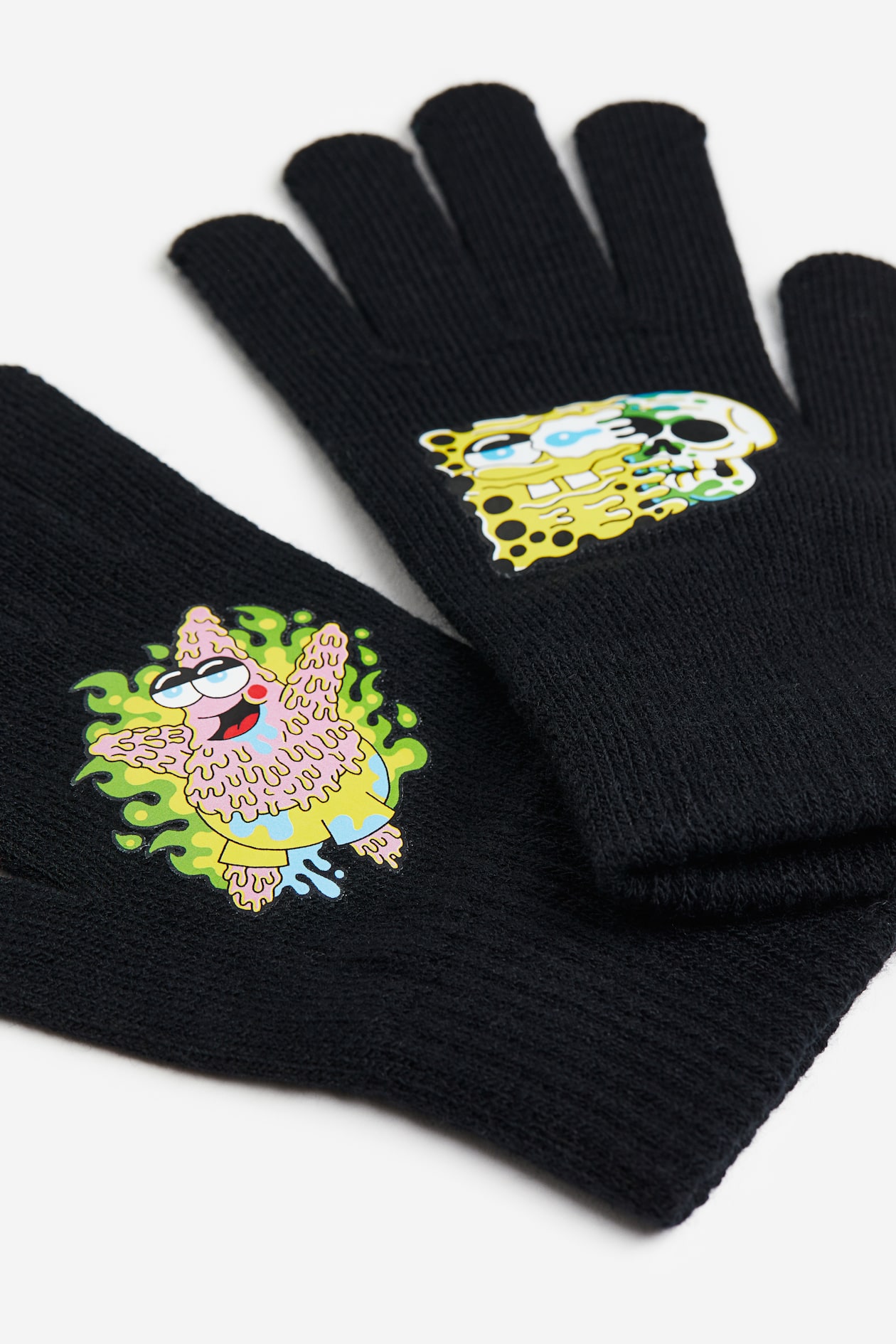 Black/SpongeBob SquarePants Gloves with Printed Motif for kids | H&M US